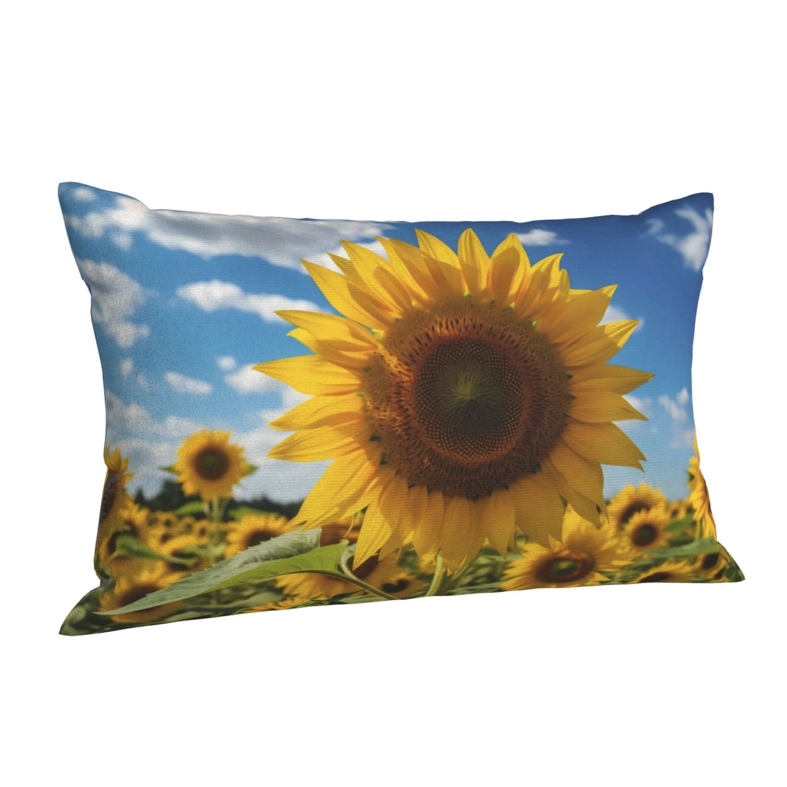 Cauagu Sky Golden Sunflower Field Print Pillow Covers with Envelope ...