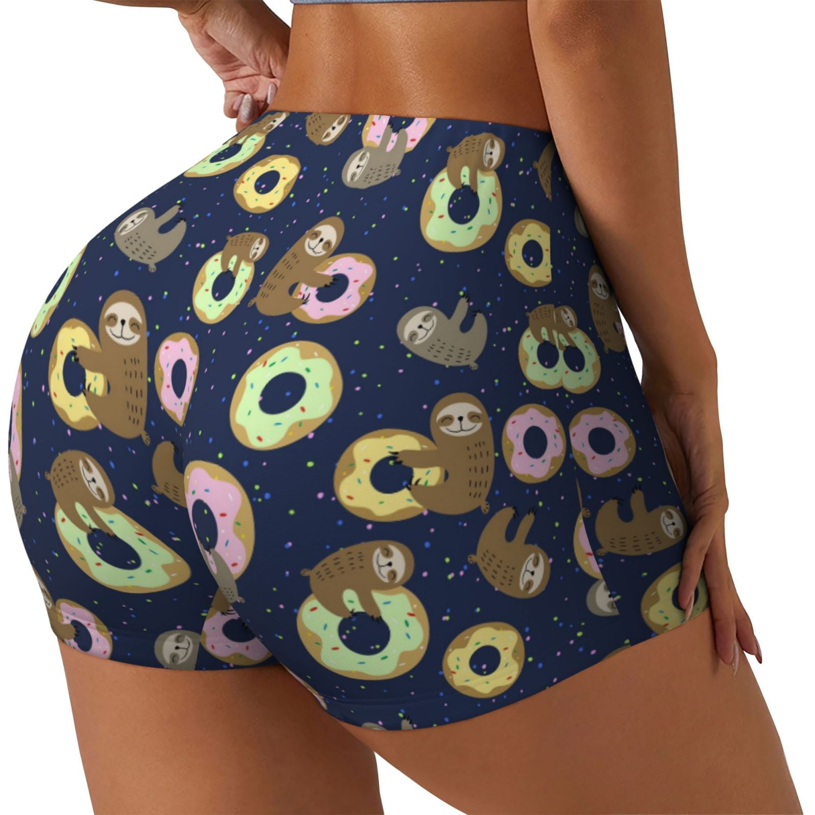 Cauagu Sloth with Donuts for Womens Workout Impact Shorts,Booty Biker ...