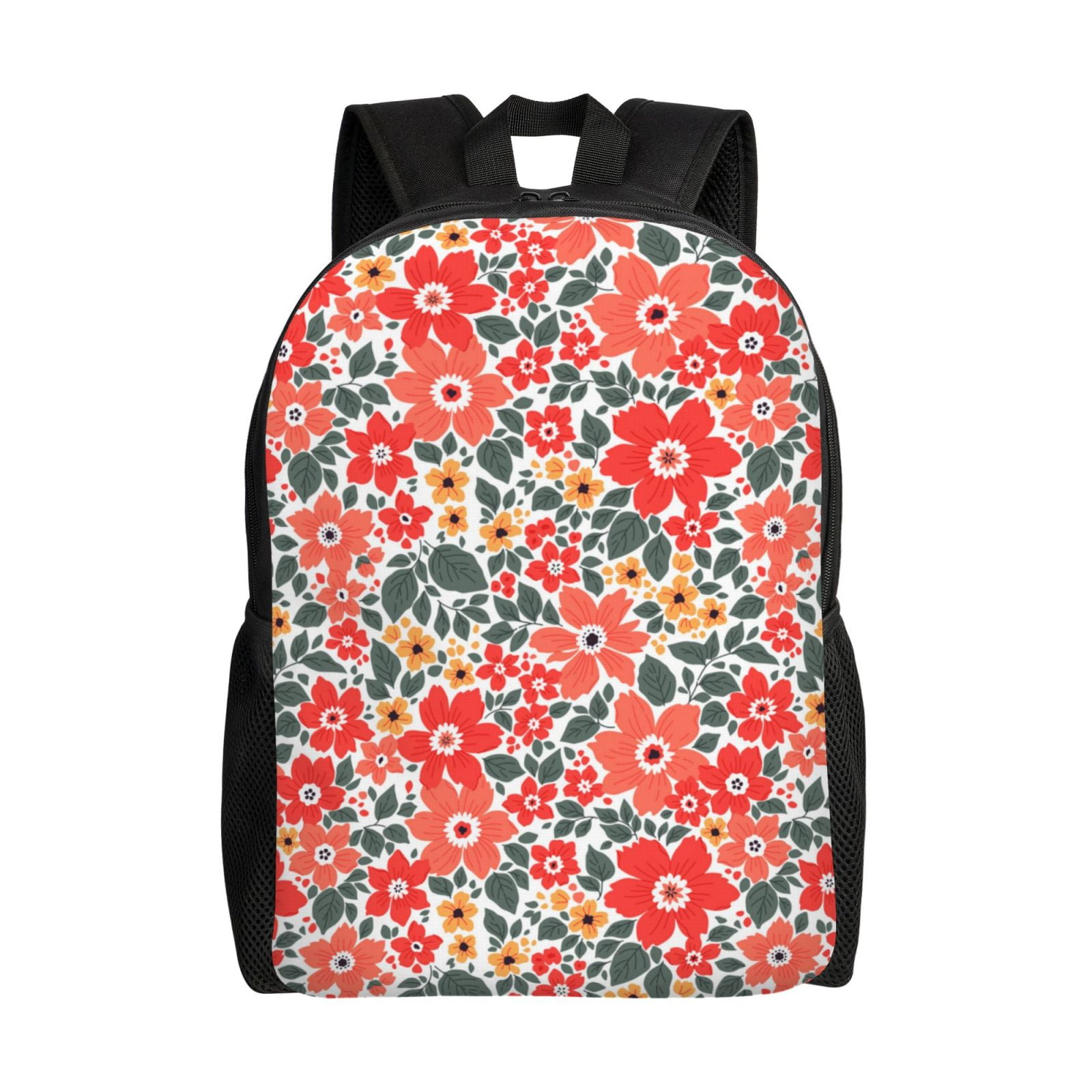 Cauagu Small Coral Red Flowers Print Backpacks,Travel Daypack Casual ...