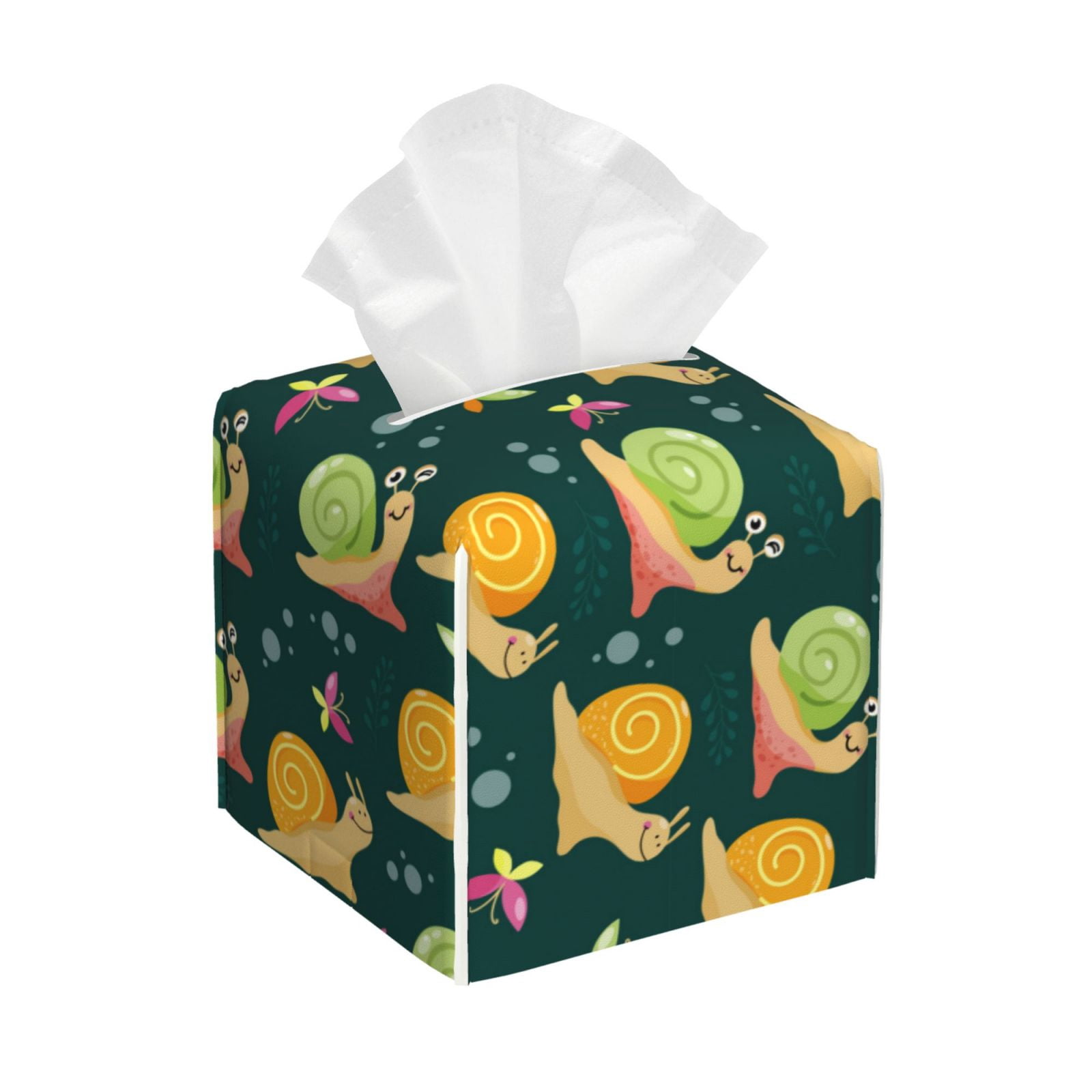 Cauagu Snails And Butterfies Print Tissue Box Cover,Leather Square ...