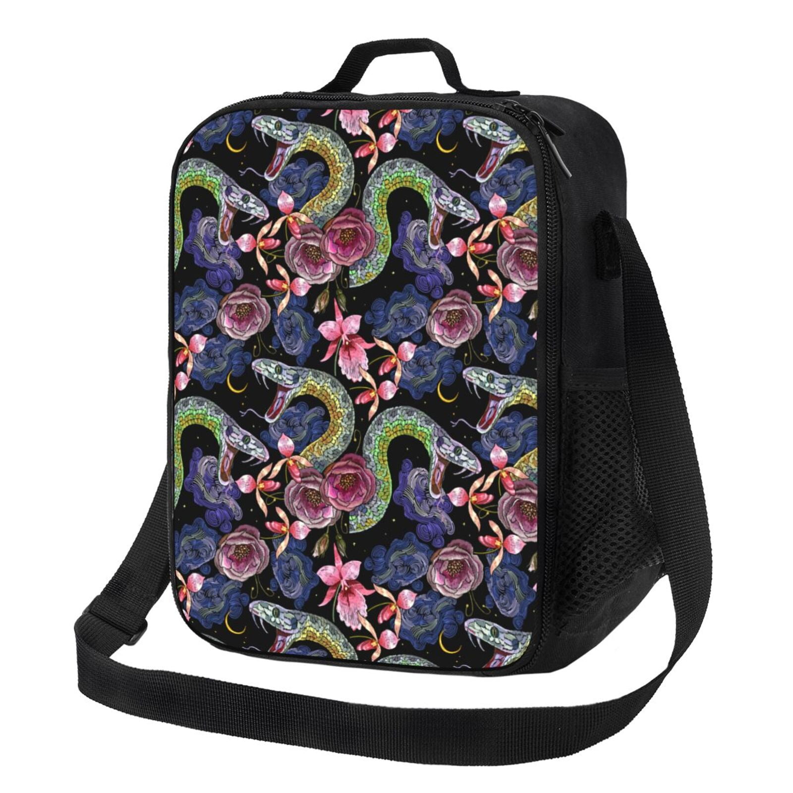 Cauagu Snake And Flower Insulated Lunch Bag - Reusable Lunch Box ...
