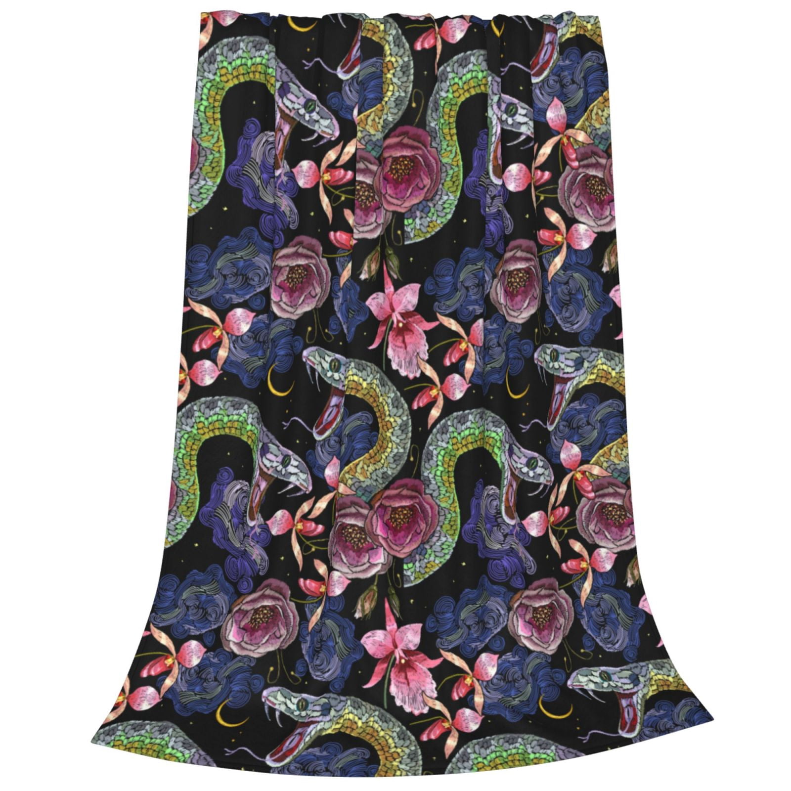 Cauagu Snake And Flower Pattern Flannel Bed Blankets,Fleece Blanket ...