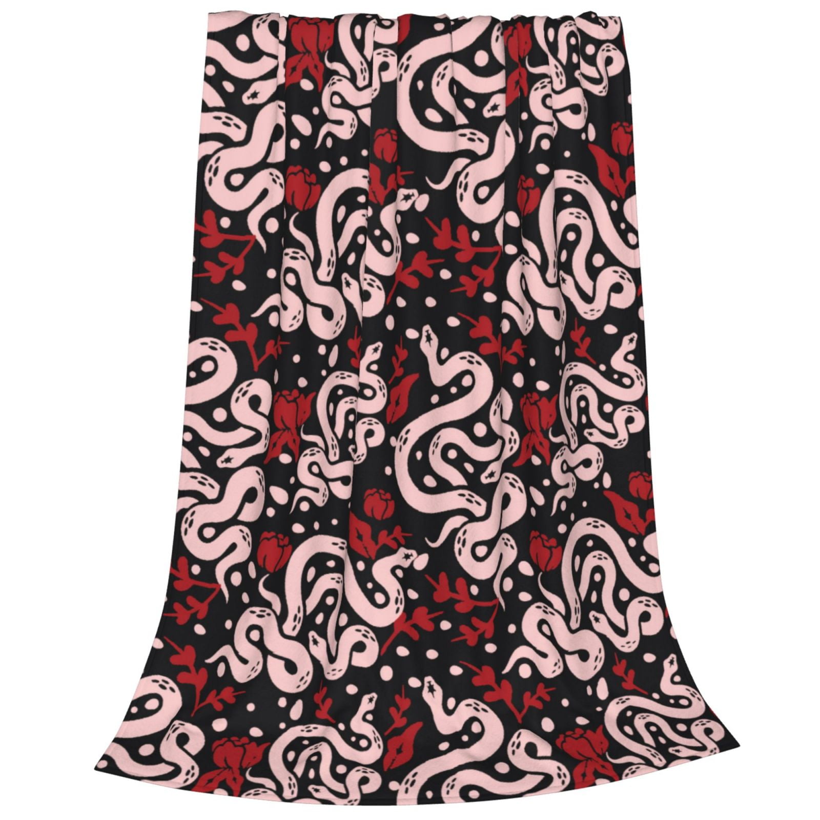 Cauagu Snake And Rose Pattern Flannel Bed Blankets,Fleece Blanket ...