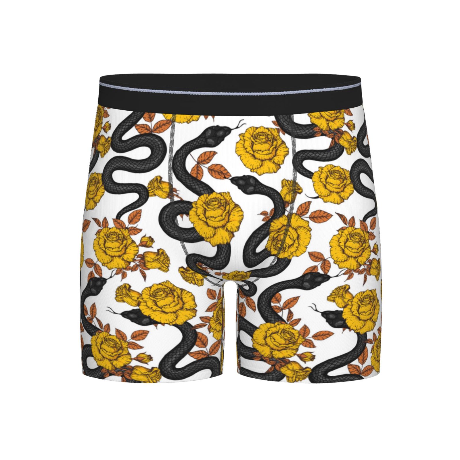 Cauagu Snake And Rose Print Men's Boxer Briefs, Funny & Cute Underwear ...