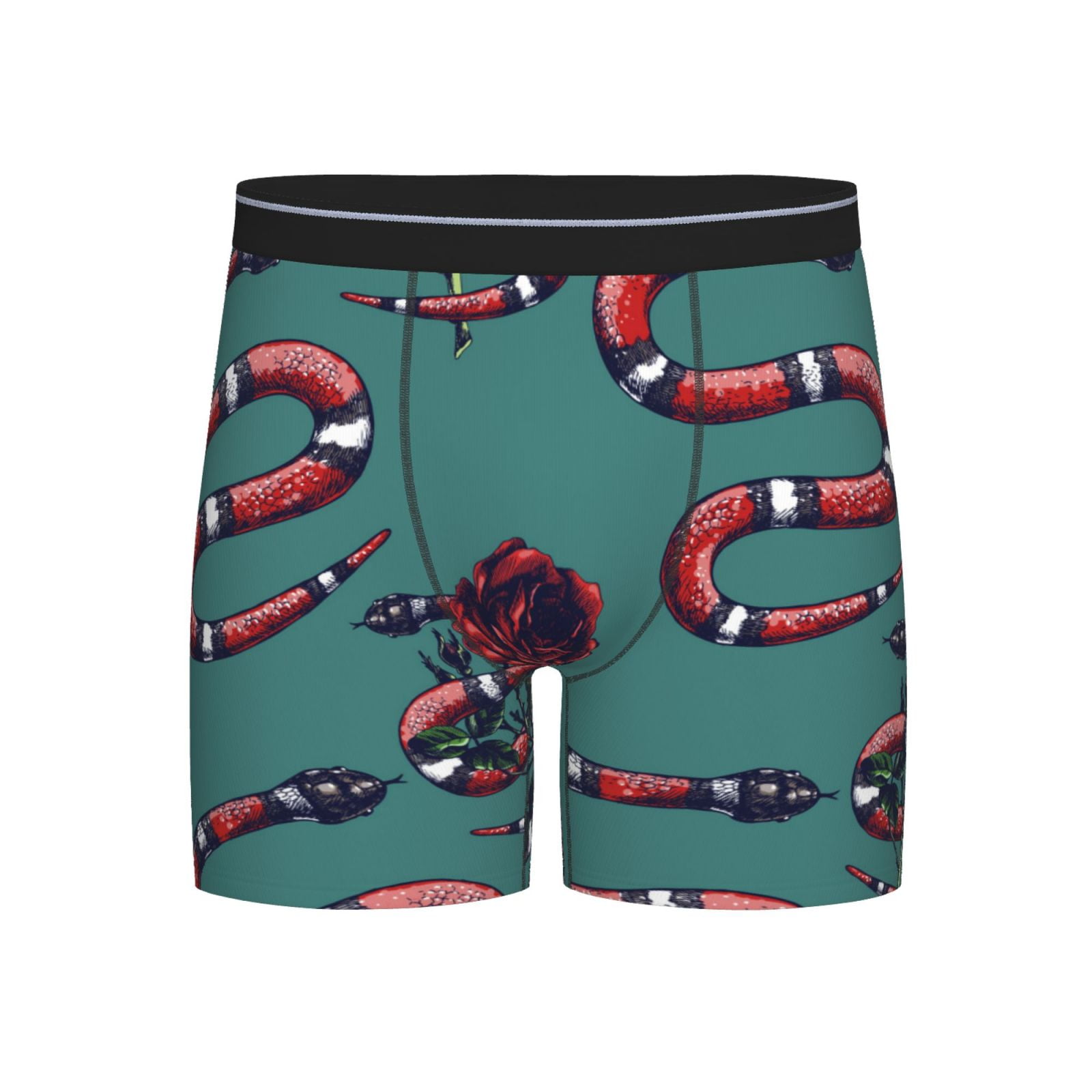 Cauagu Snake And Rose Print Men's Boxer Briefs, Funny & Cute Underwear ...