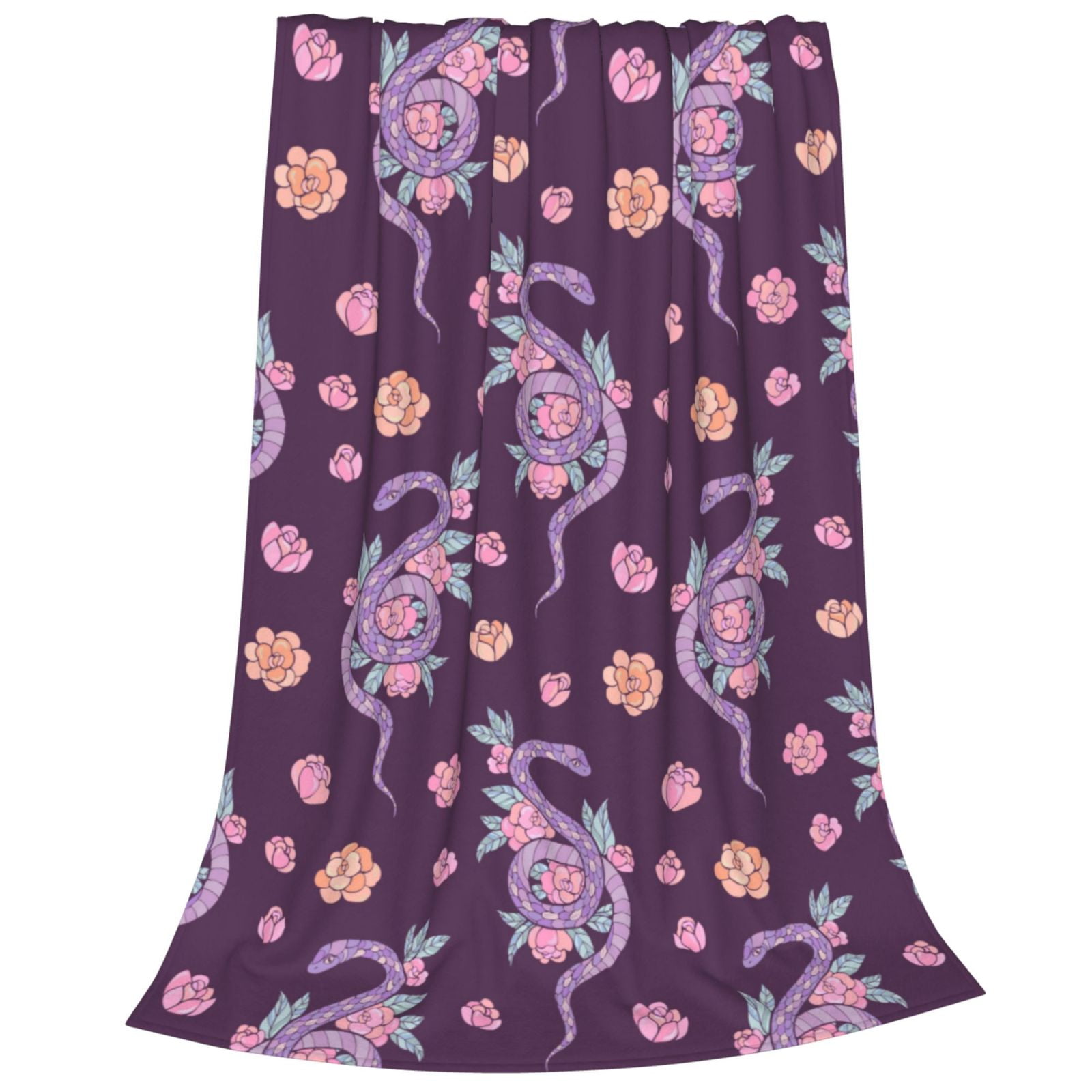 Cauagu Snake And Flower Pattern Flannel Bed Blankets,Fleece Blanket ...