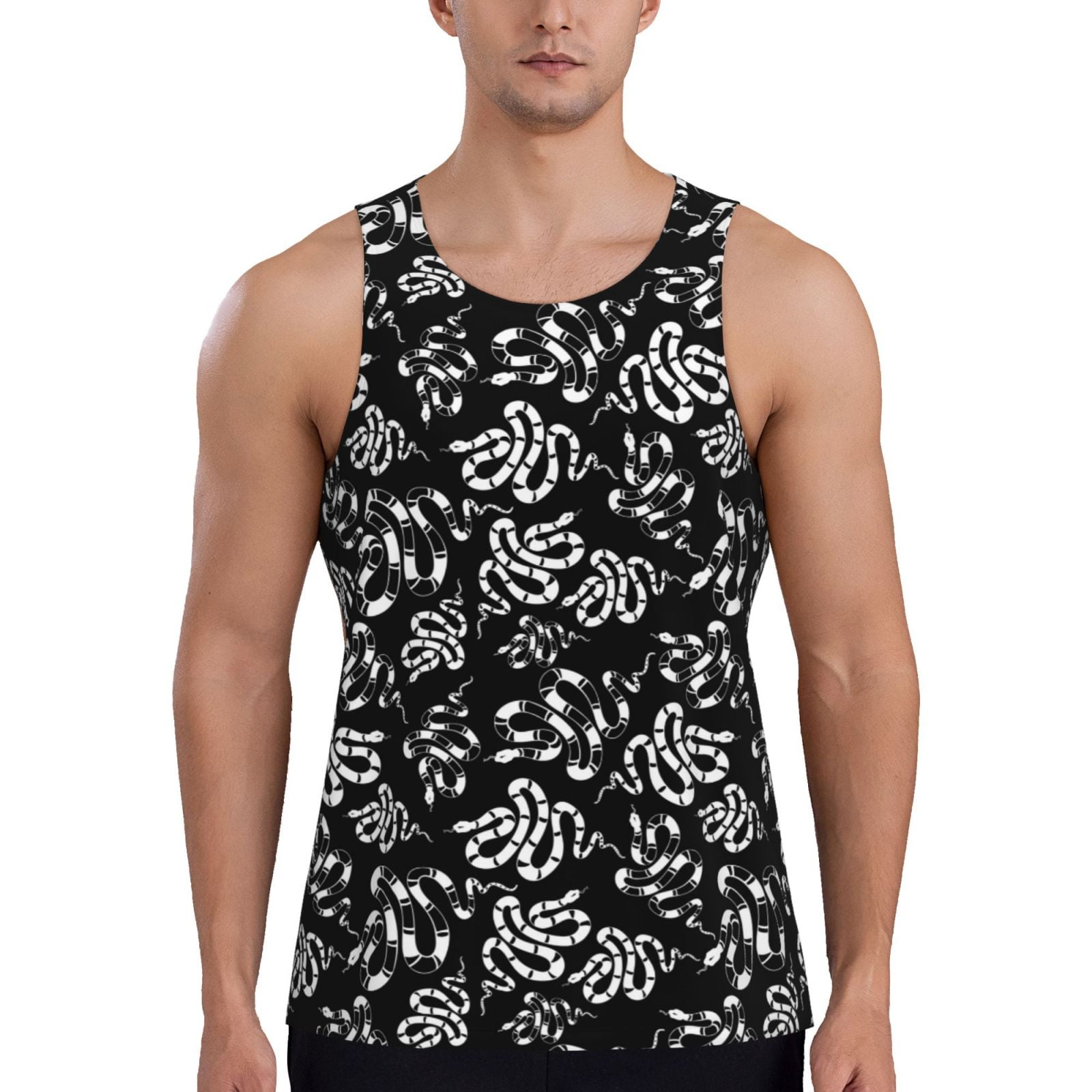 Cauagu Snake Print Men's Sleeveless Muscle Shirts,Tank Tops Quick Dry ...