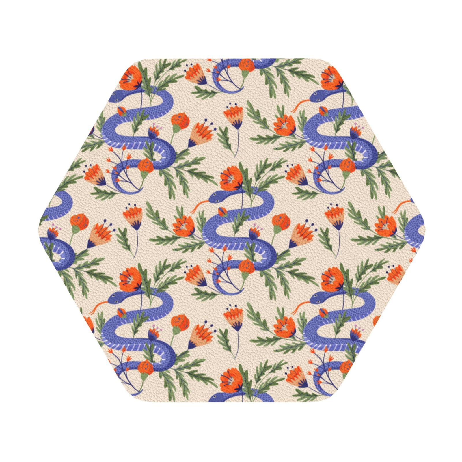 Cauagu Snake for Round Coaster,Drink Coasters Set of 4 Leather Bar Beer ...