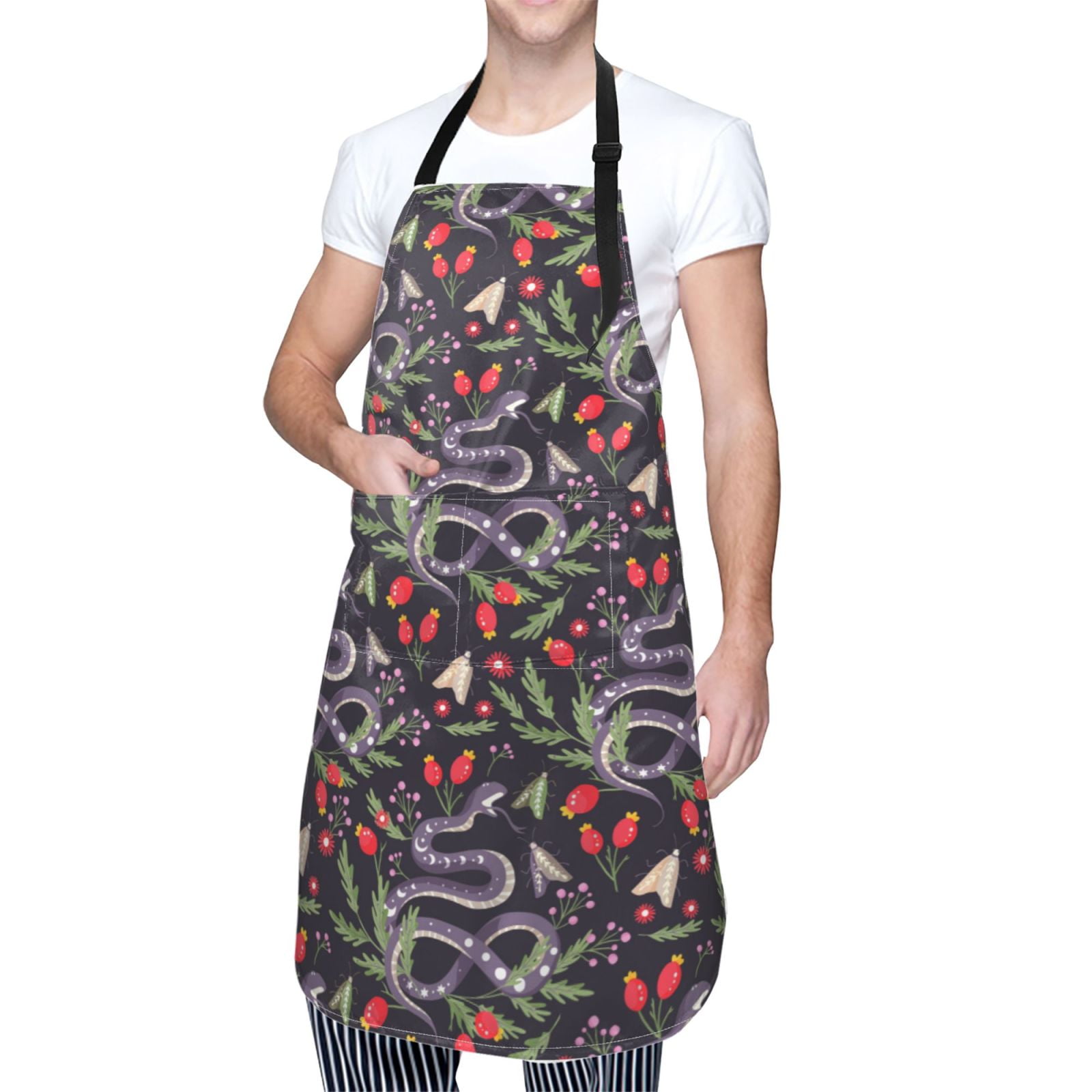 Cauagu Snakes And Snake Fruit Aprons with Pockets,Waterproof Apron for ...