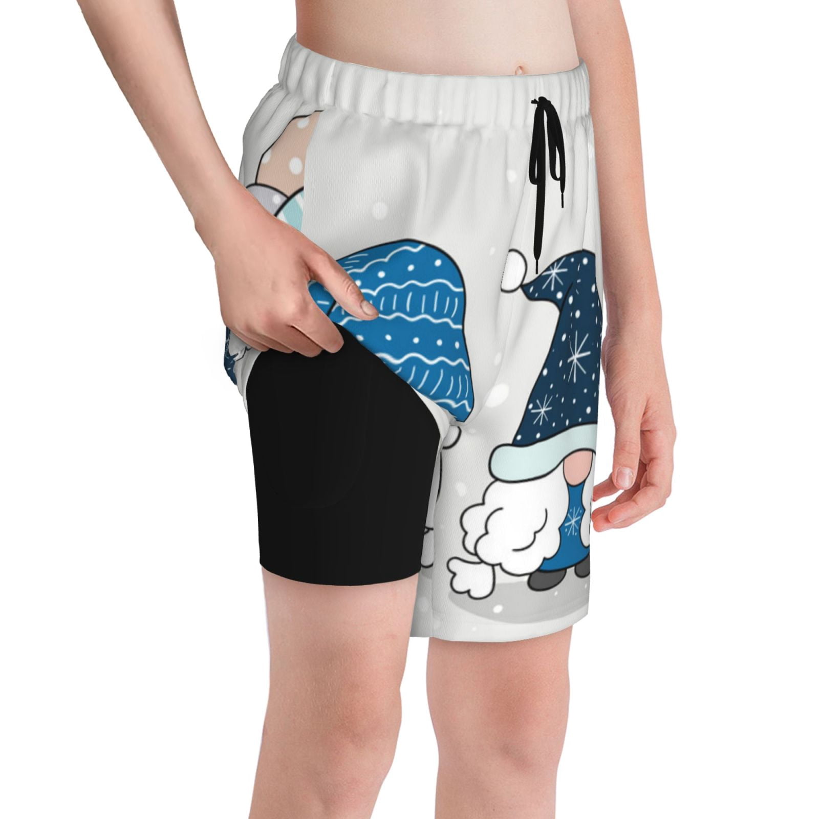 Cauagu Snow Gnome for Winter Print Swim Trunks for Men,Youth Boys Swim ...