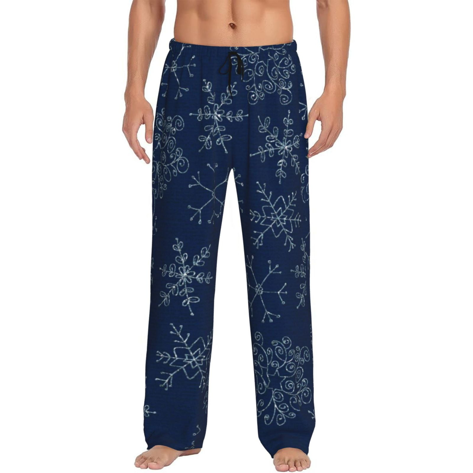 Cauagu Snowflake Dark Blue Mens Pajama Pants Sleep & Lounge Pants,PJ ...