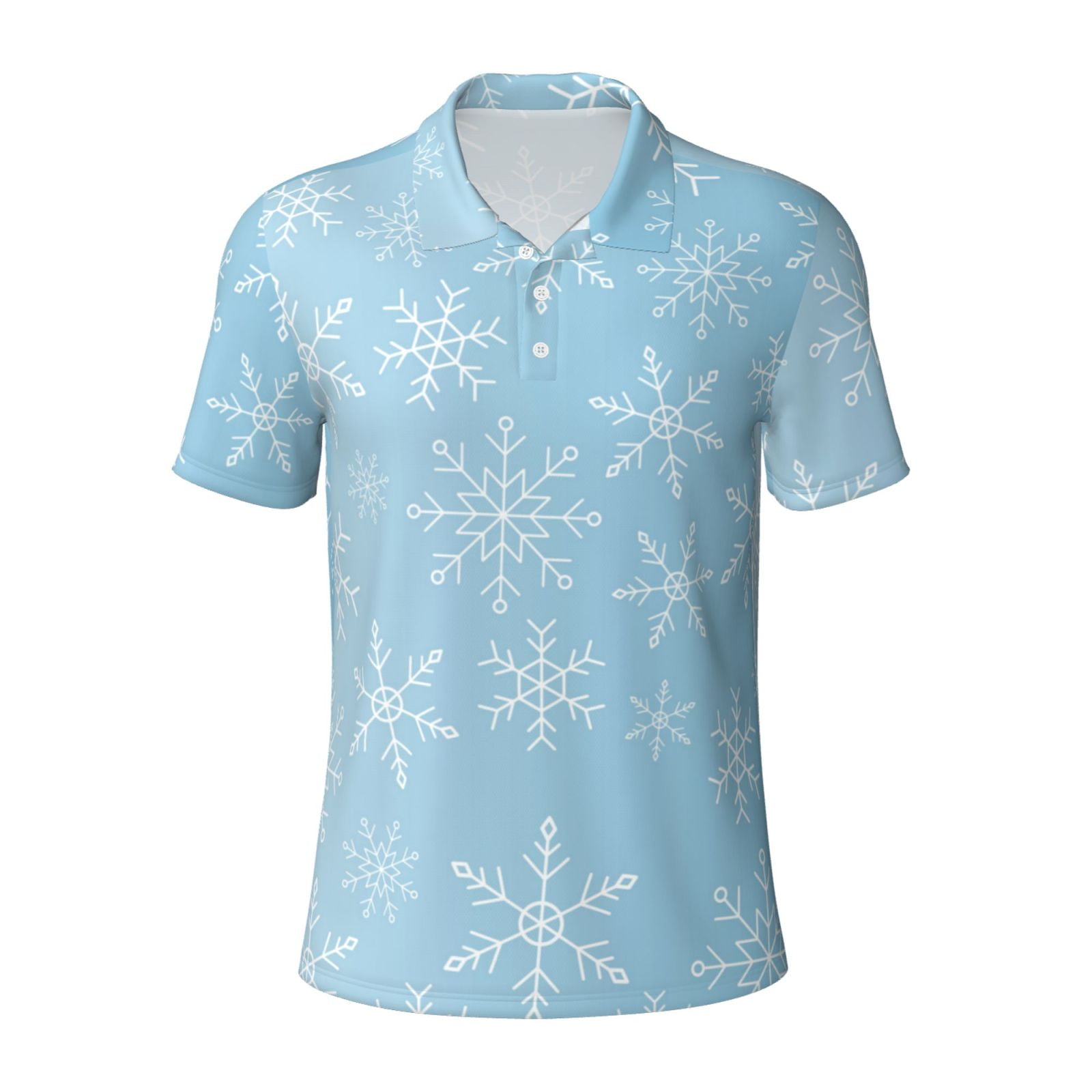 Cauagu Snowflake Snowing Print Men's Polo Shirts, Short-Sleeve Polo ...