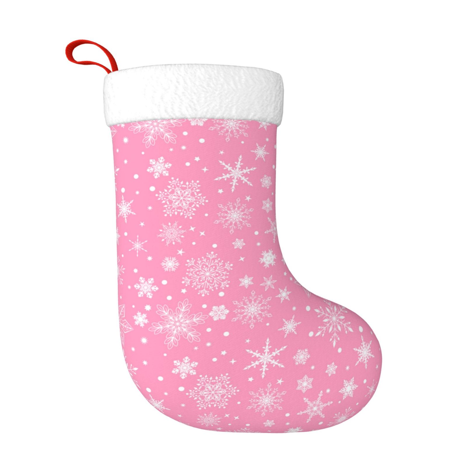 Cauagu Snowflake pink backgrounds for Christmas Stockings,1-Pack Large ...