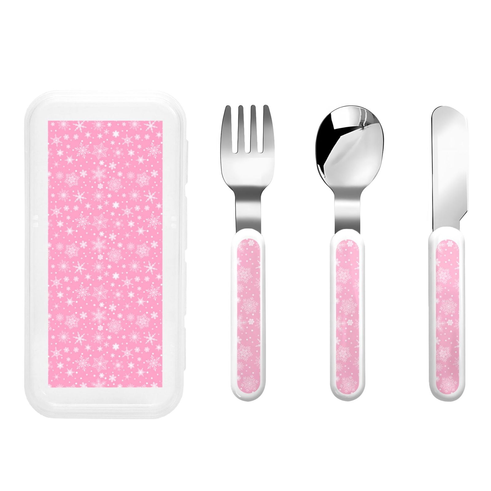 Cauagu Snowflake pink backgrounds Print 3-Pieces Toddler Cutlery Set ...