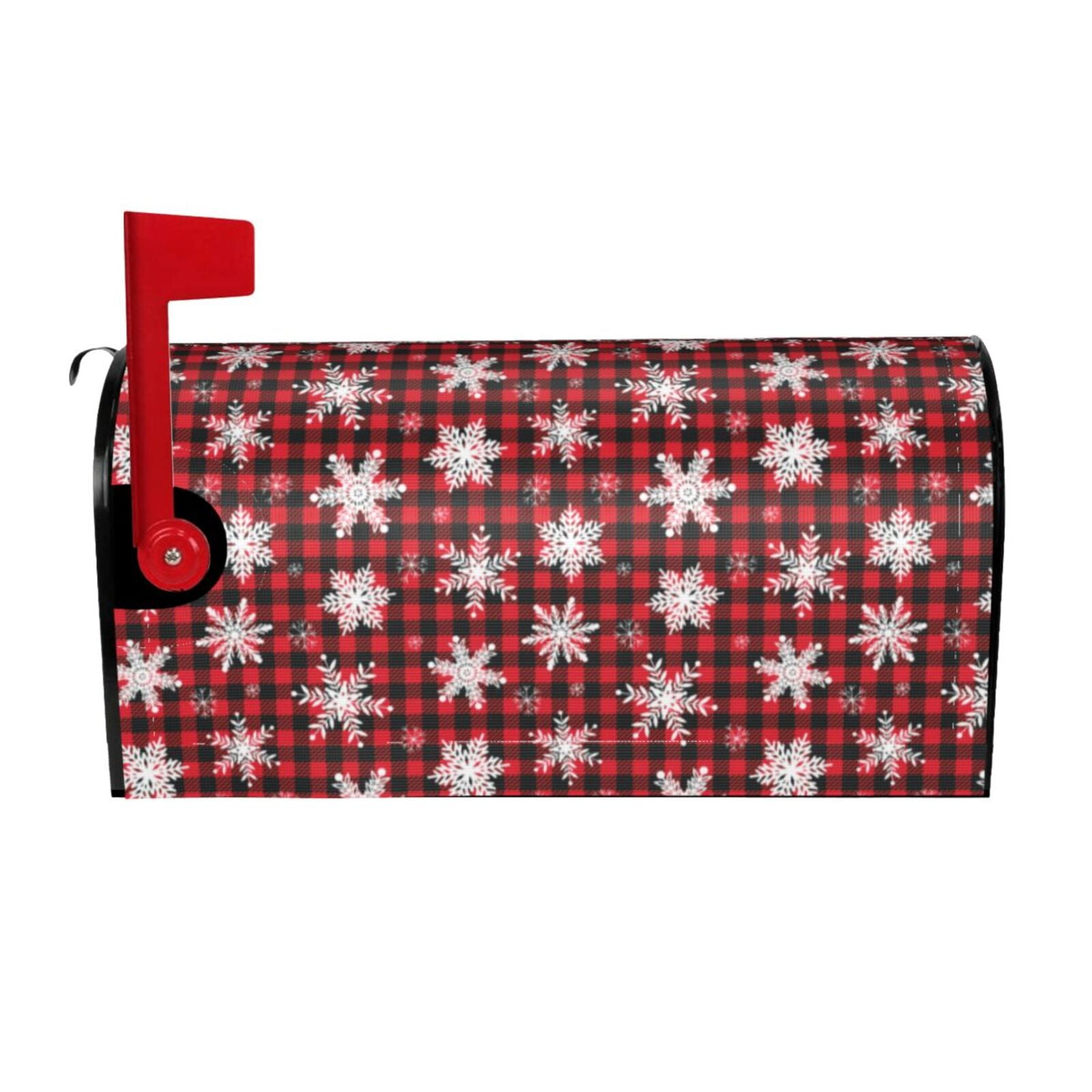 Cauagu Snowflake red plaid Pattern Magnetic Mailbox Covers, Mailbox ...