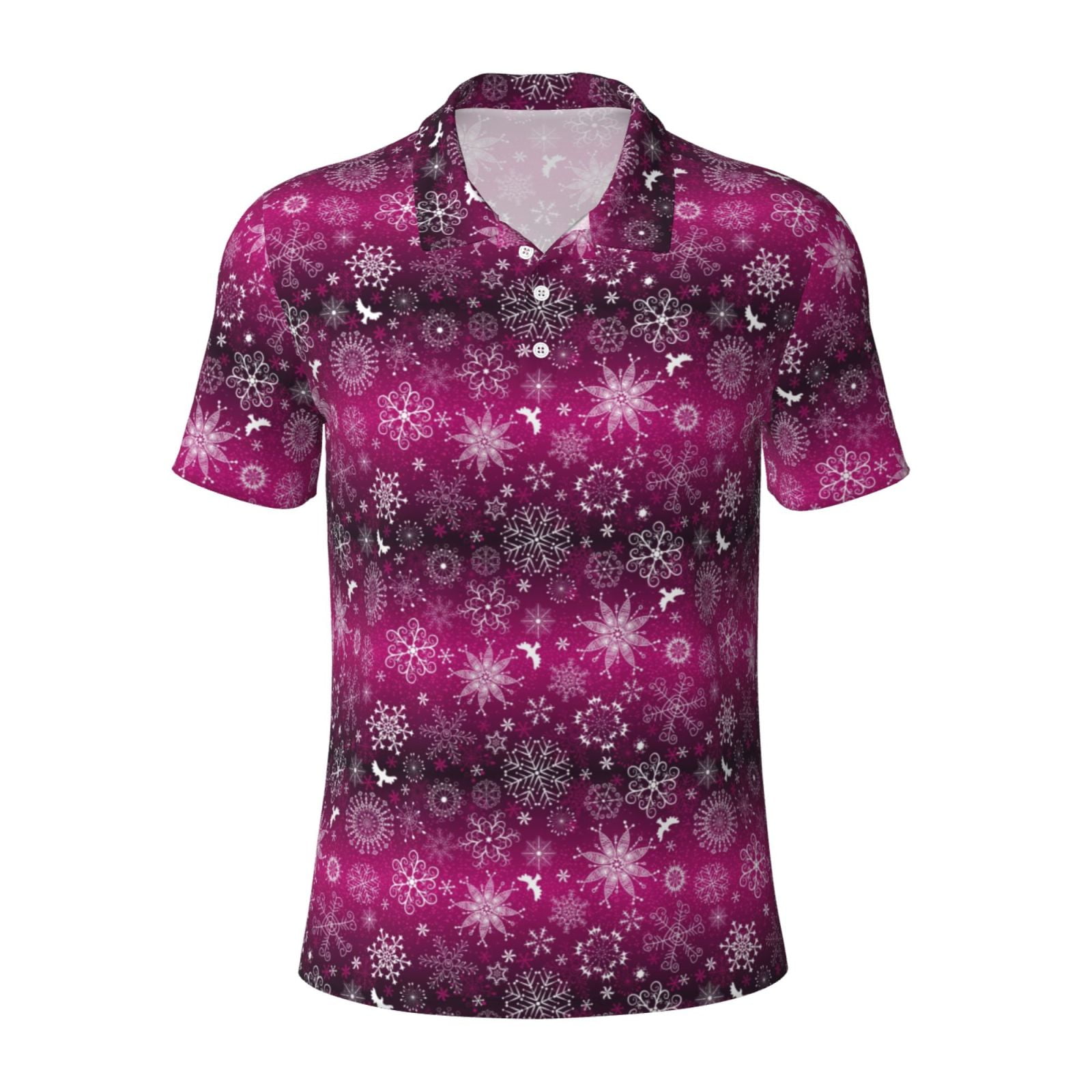 Cauagu Snowflakes And Christmas Print Men's Polo Shirts, Short-Sleeve ...