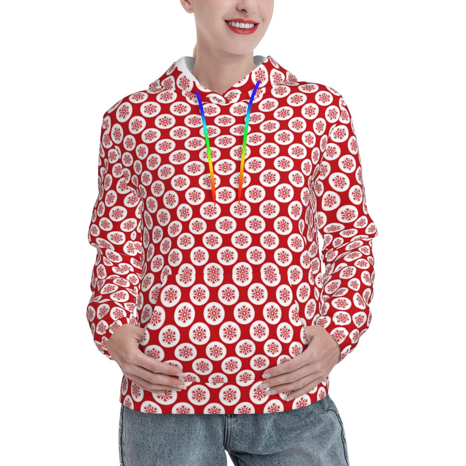 Cauagu Snowflakes for Women's Hooded Sweatshirts Pullover Hoodie for Women Fall Workout Sweat ...