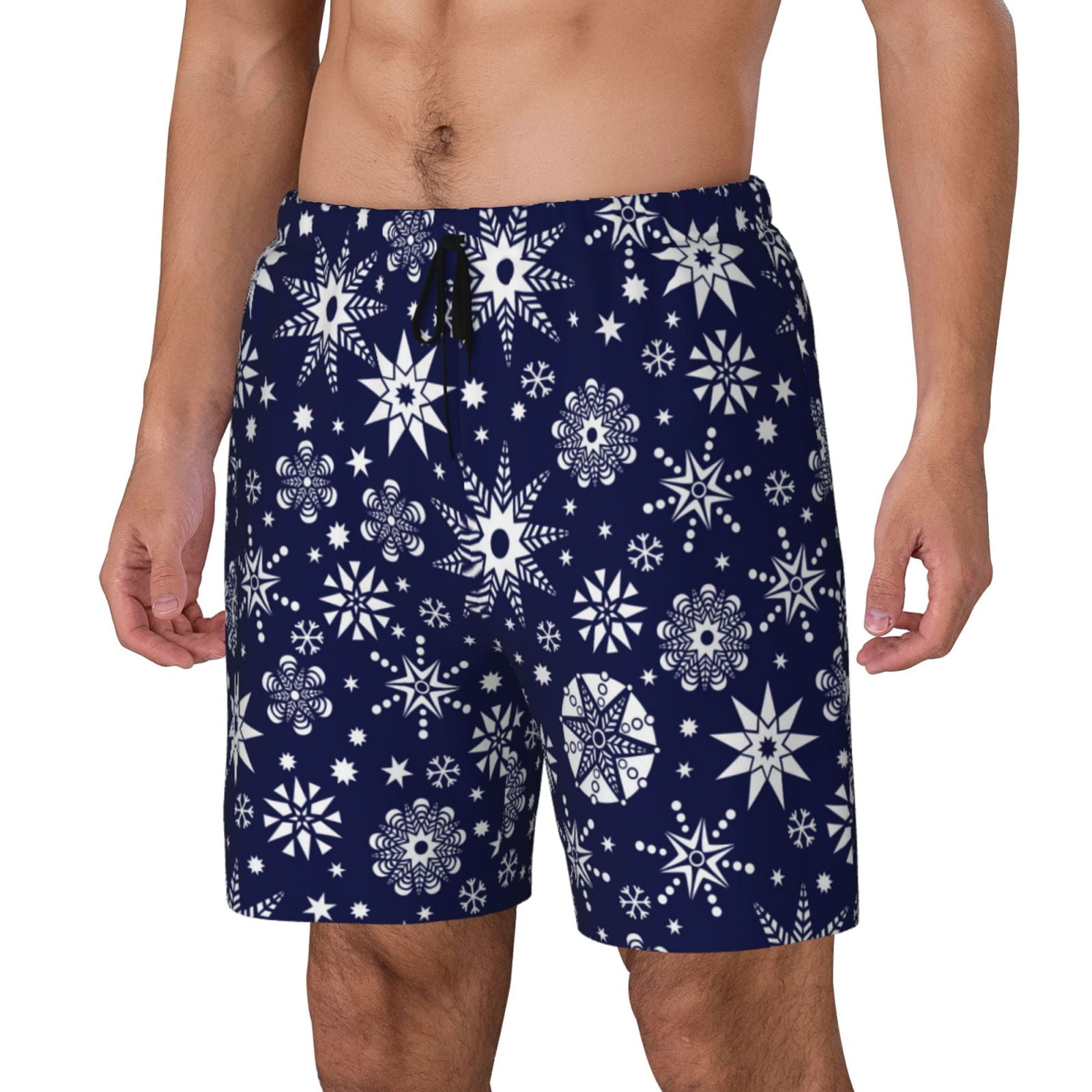 Cauagu Snowflakes2 Print Mens Swim Trunks Quick Dry Board Shorts Swim ...