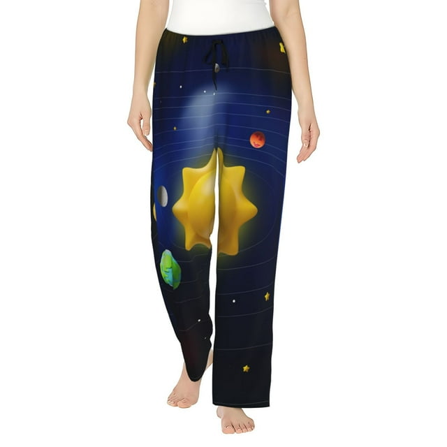 Cauagu Solar System Pajama Pants for Women Loose Fit Wide Leg Trouser ...