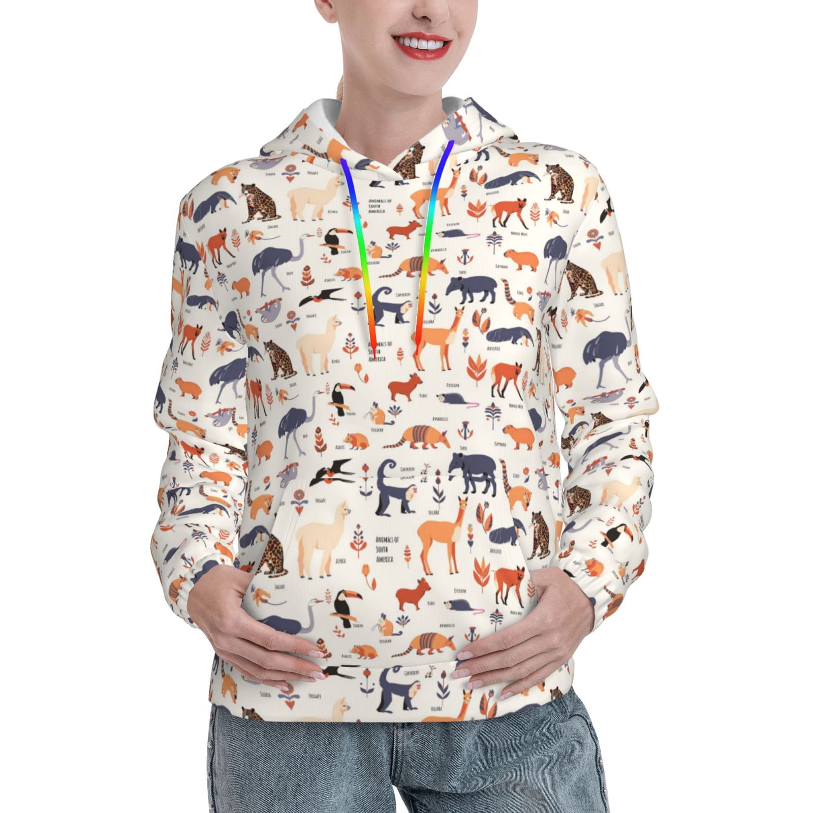 Cauagu South American Animals for Women's Hooded Sweatshirts Pullover Hoodie for Women Fall ...