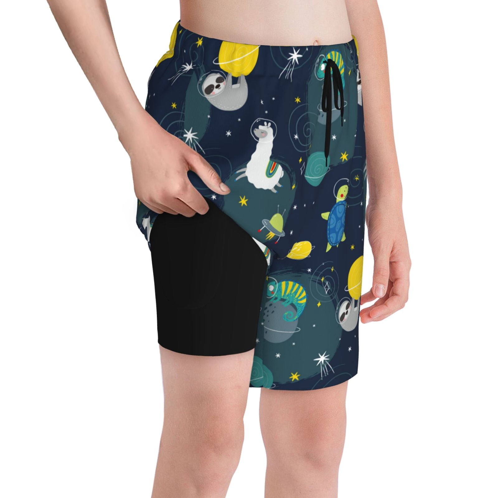 Cauagu Space and Animals Print Swim Trunks for Men,Youth Boys Swim ...