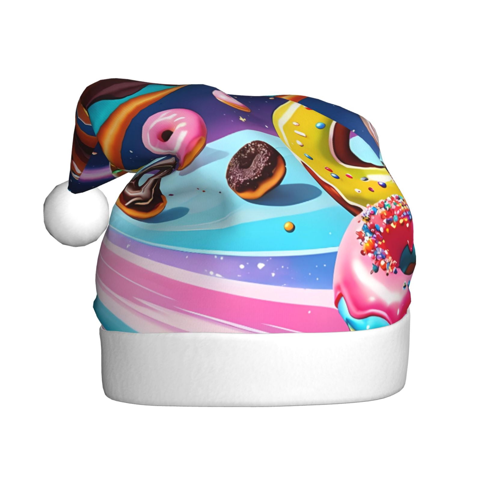 Cauagu Space Colorful Donut for Adult Christmas Hat,1-Pack Xmas Holiday ...