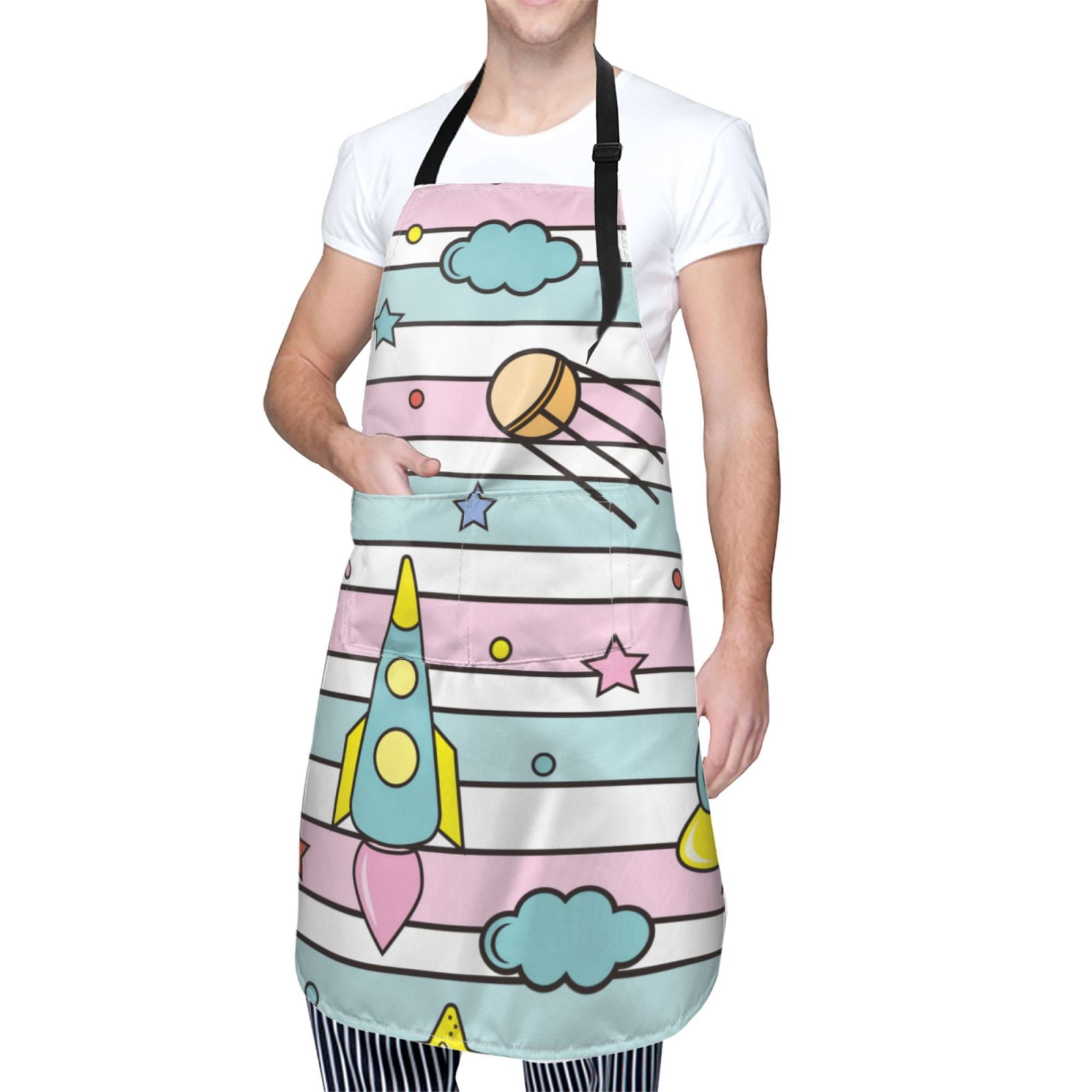 Cauagu Space Doodle Aprons with Pockets,Waterproof Apron for Women ...