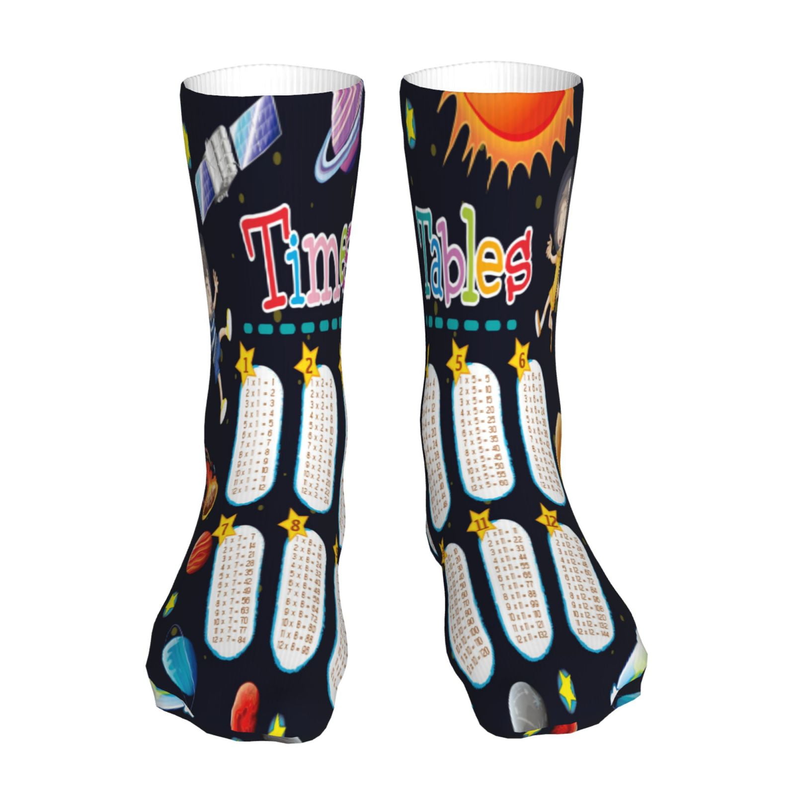 Cauagu Space Math Times Tables Pattern Fun Novelty Crew Socks,Casual ...