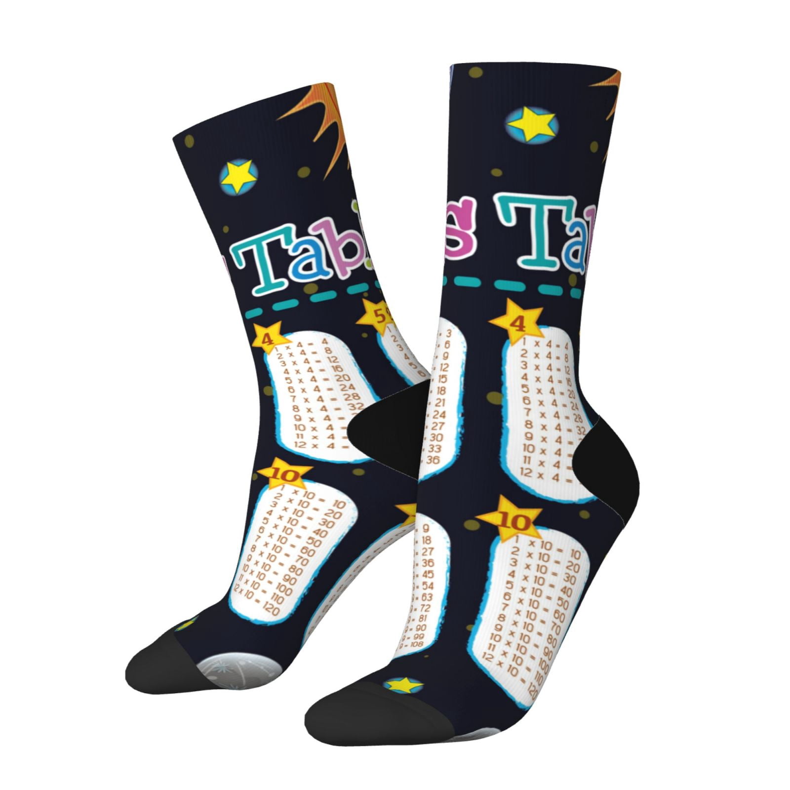 Cauagu Space Math Times Tables Print Crew Socks for Women and Men,Adult ...