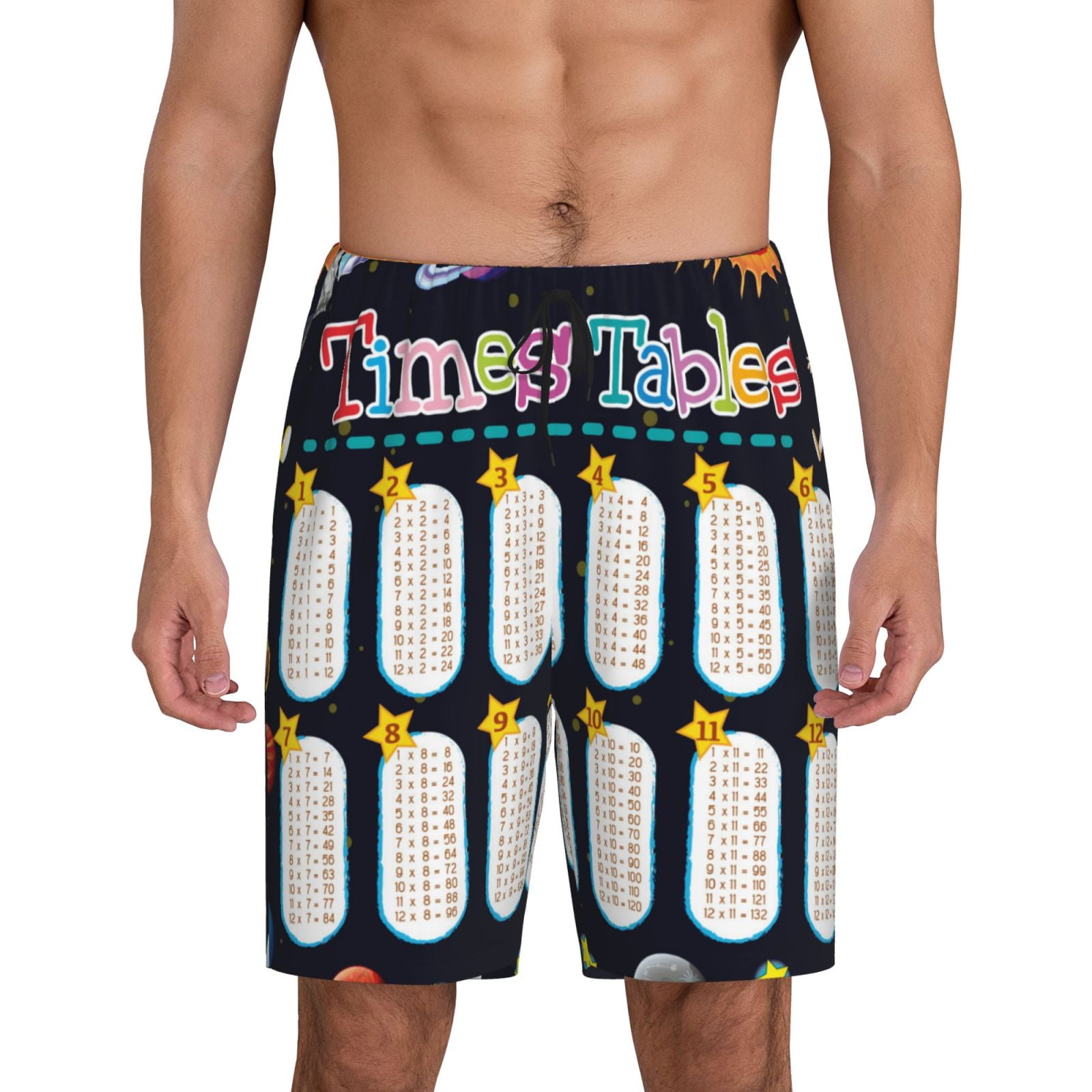 Cauagu Space Math Times Tables Print Pajama Bottoms for Men Sleep ...