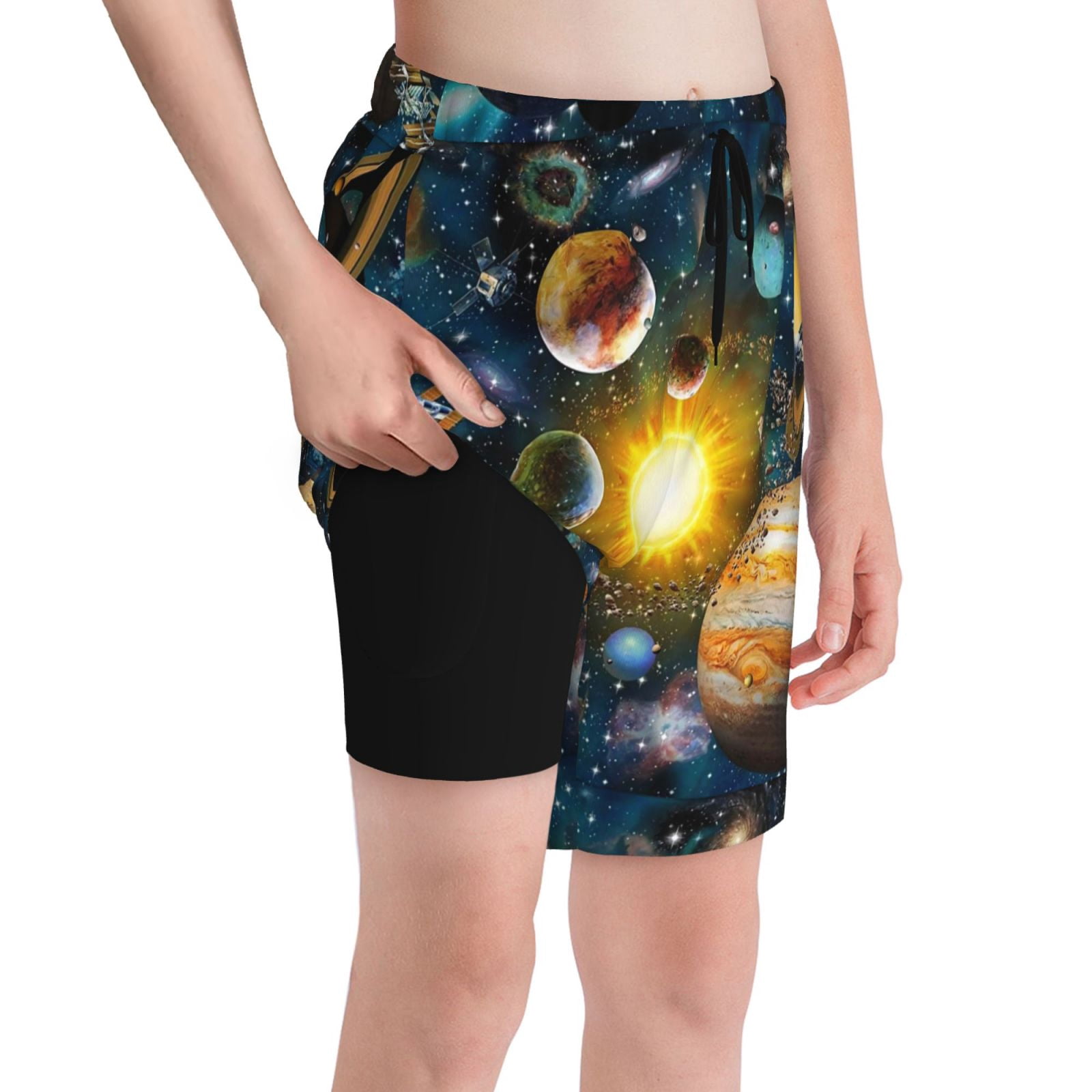 Cauagu Space Planet Print Swim Trunks for Men,Youth Boys Swim Shorts ...
