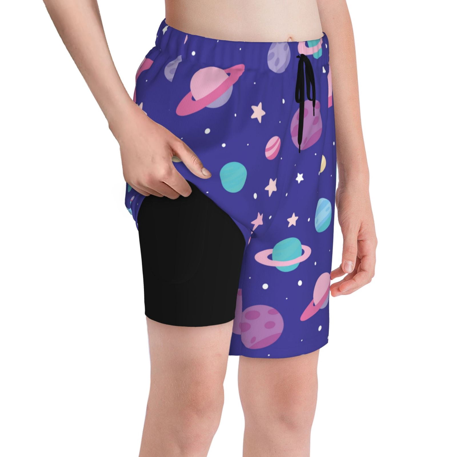 Cauagu Space Print Swim Trunks for Men,Youth Boys Swim Shorts ...