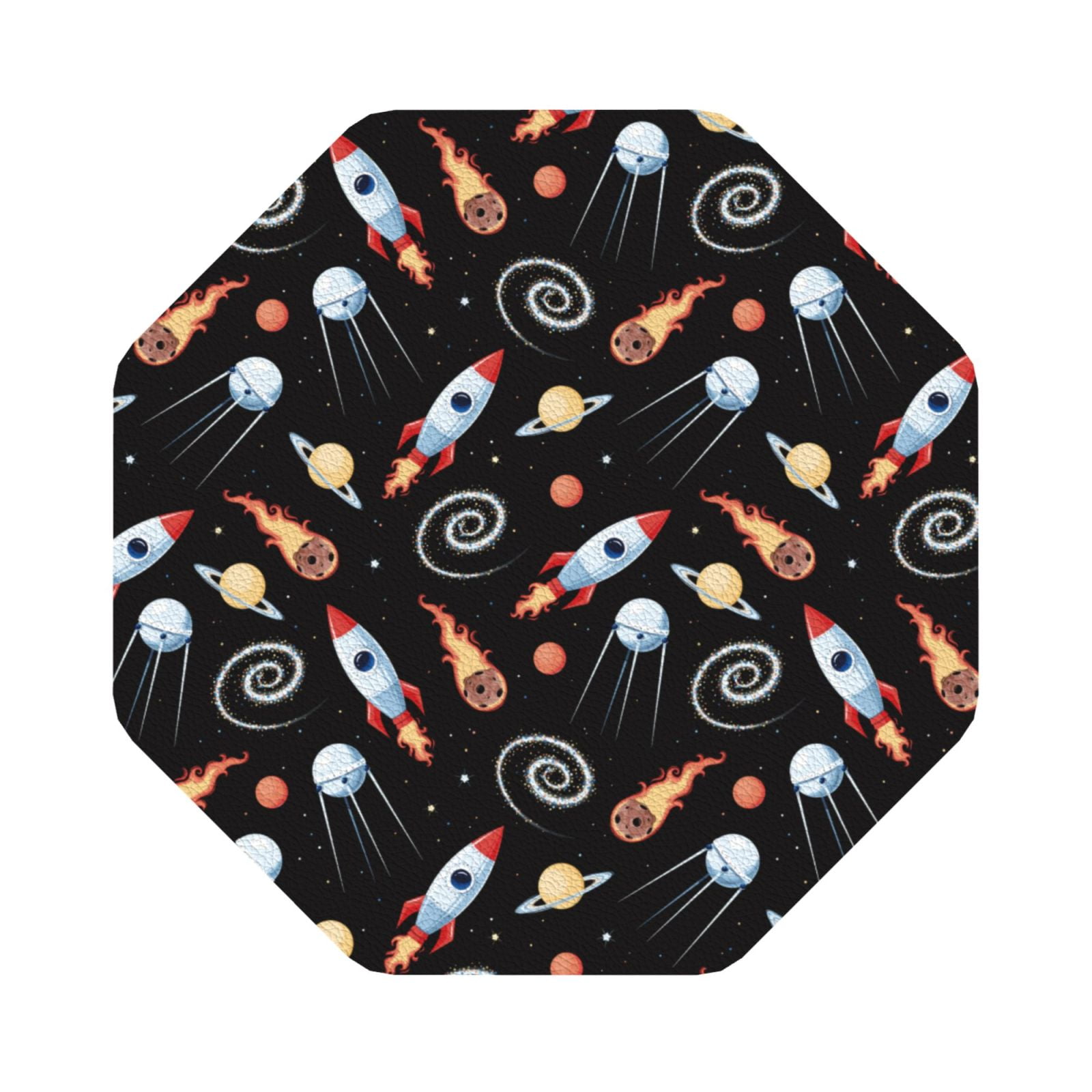 Cauagu Space Rocket for Round Coaster,Drink Coasters Set of 4 Leather ...