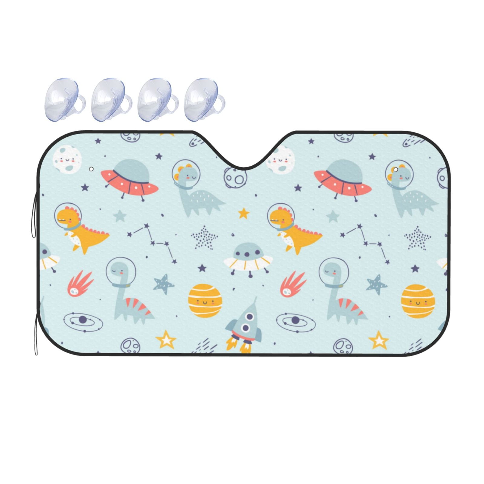 Cauagu Space With Dino Astronauts Print Car Windshield Sunshade,1-Piece ...