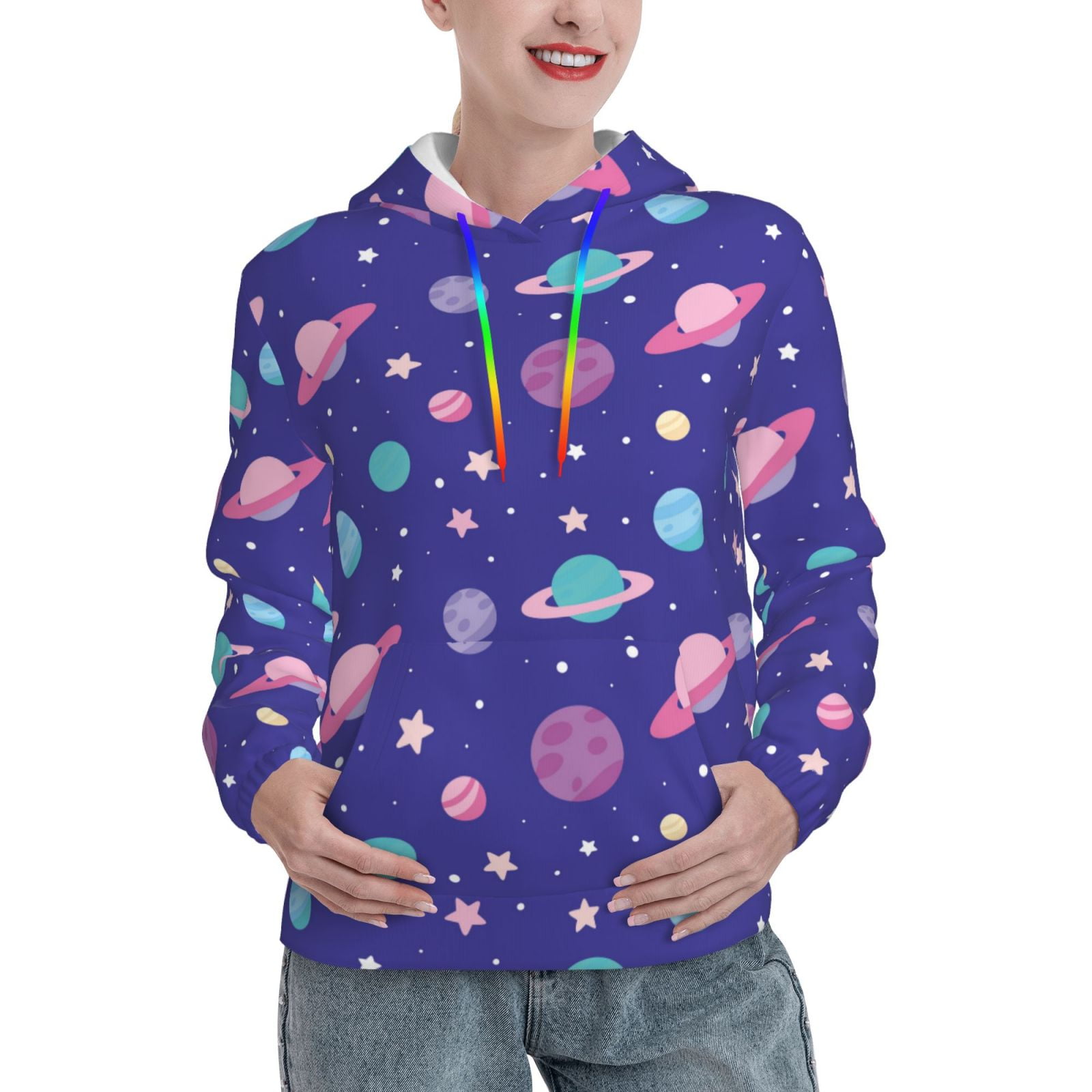 Cauagu Space for Women's Hooded Sweatshirts Pullover Hoodie for Women Fall Workout Sweat Long ...