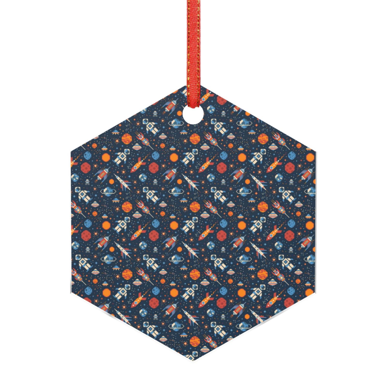 Cauagu Spaceships And Stars In Outer Space Pattern Acrylic Christmas ...