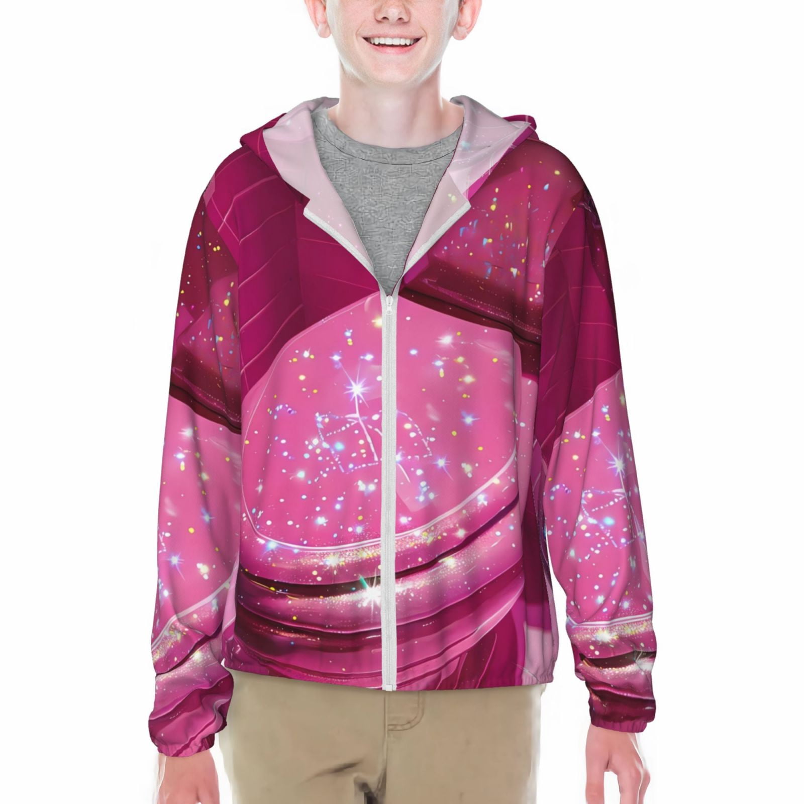 Cauagu Sparkling Pink Toilet Print Sun Protection Jacket for Teen,Full ...