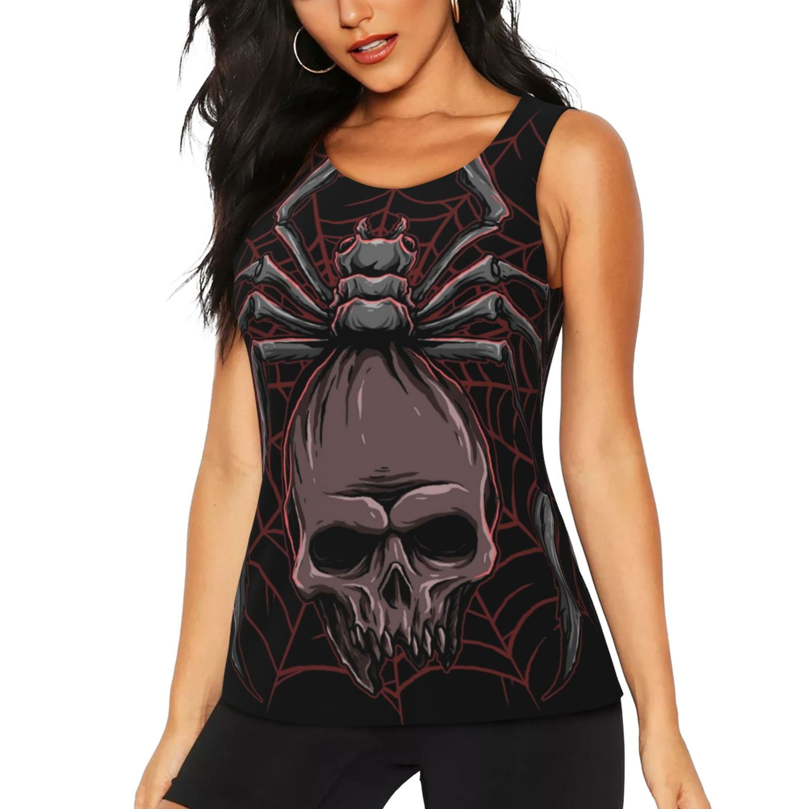 Cauagu Spider with Skull for Women's Workout Tank Tops Sleeveless ...