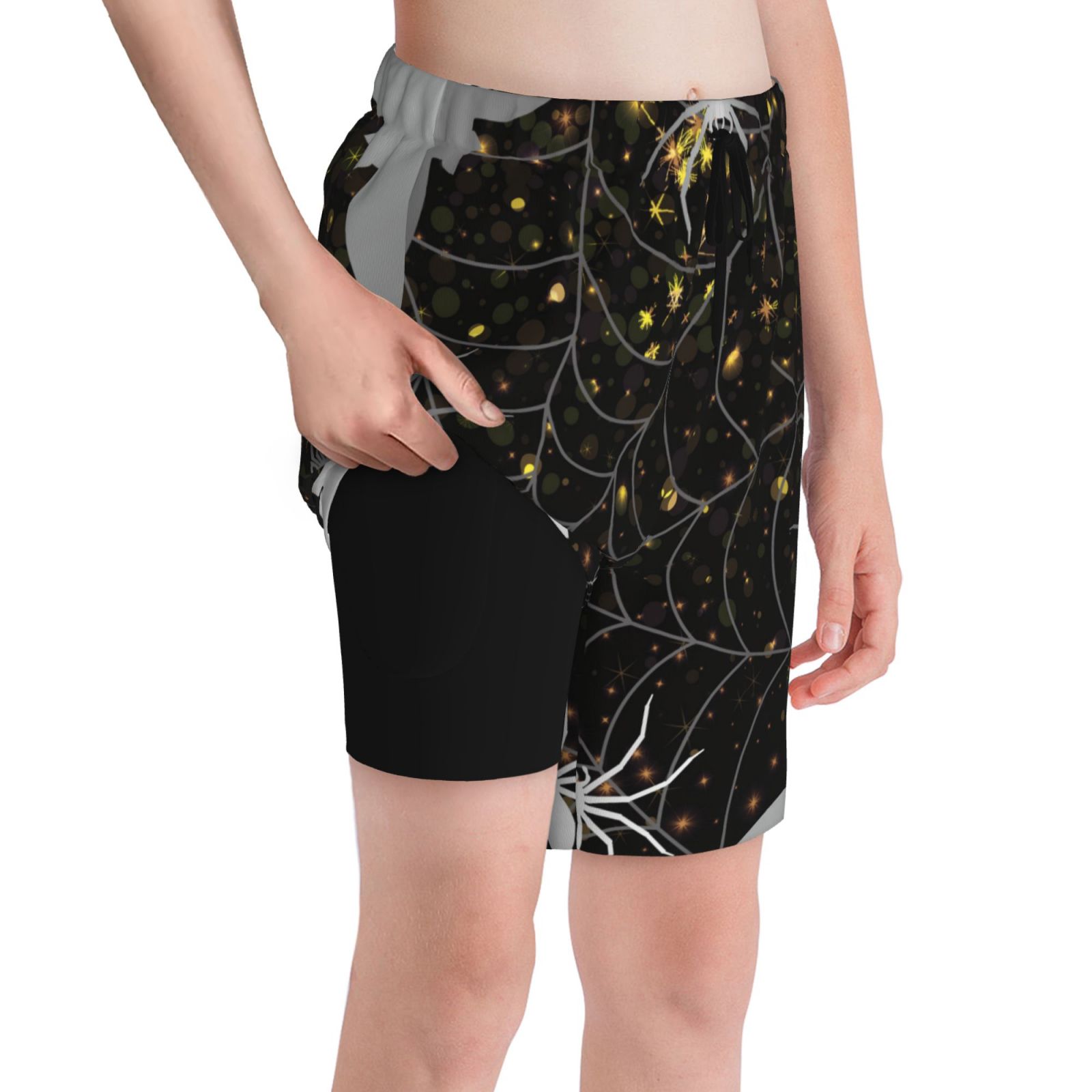 Cauagu Spiderweb Bats And A Spider Print Swim Trunks for Men,Youth Boys ...