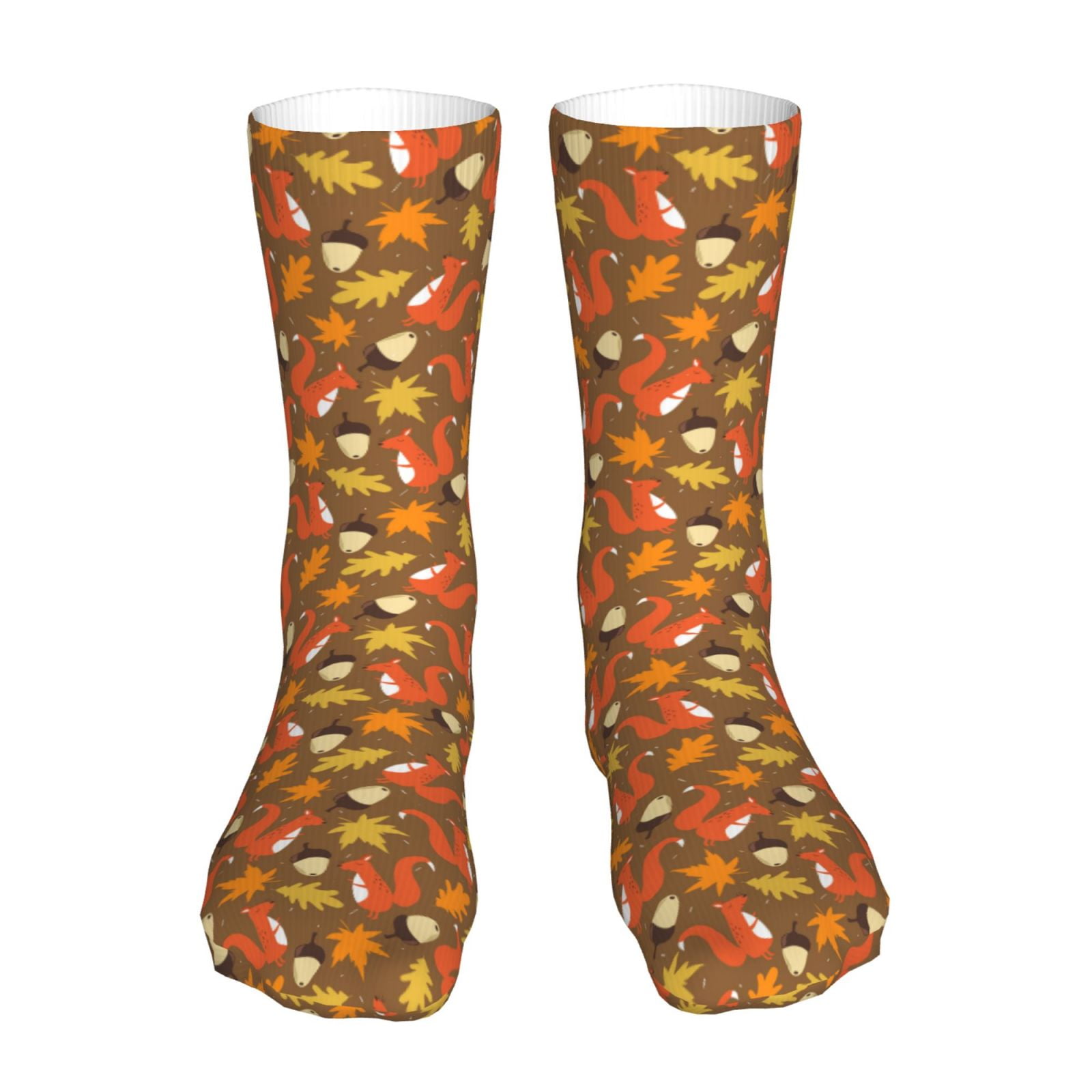 Cauagu Squirrel Maple pine nut Pattern Fun Novelty Crew Socks,Casual ...