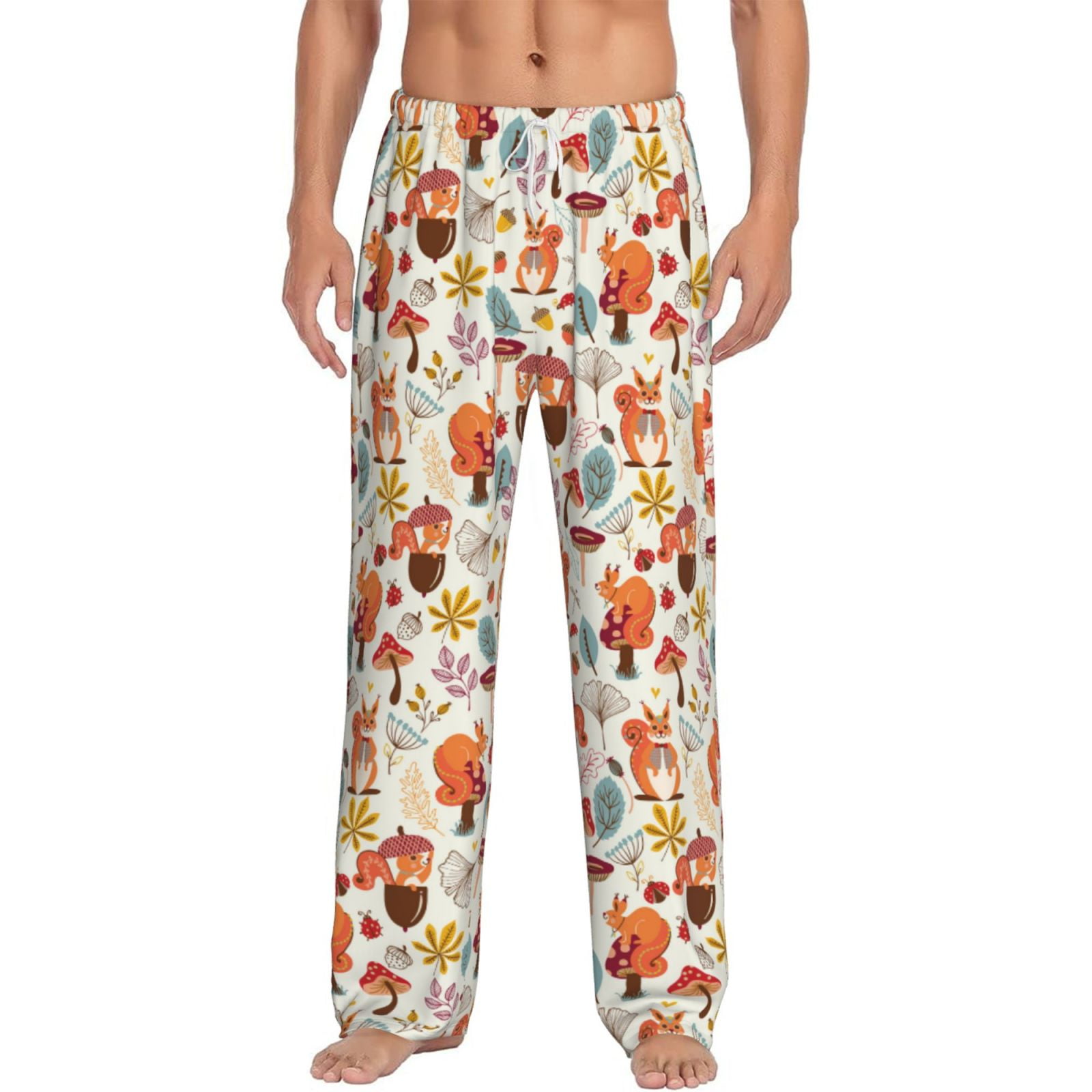 Cauagu Squirrel Nuts Mushroom Mens Pajama Pants Sleep & Lounge Pants,PJ ...