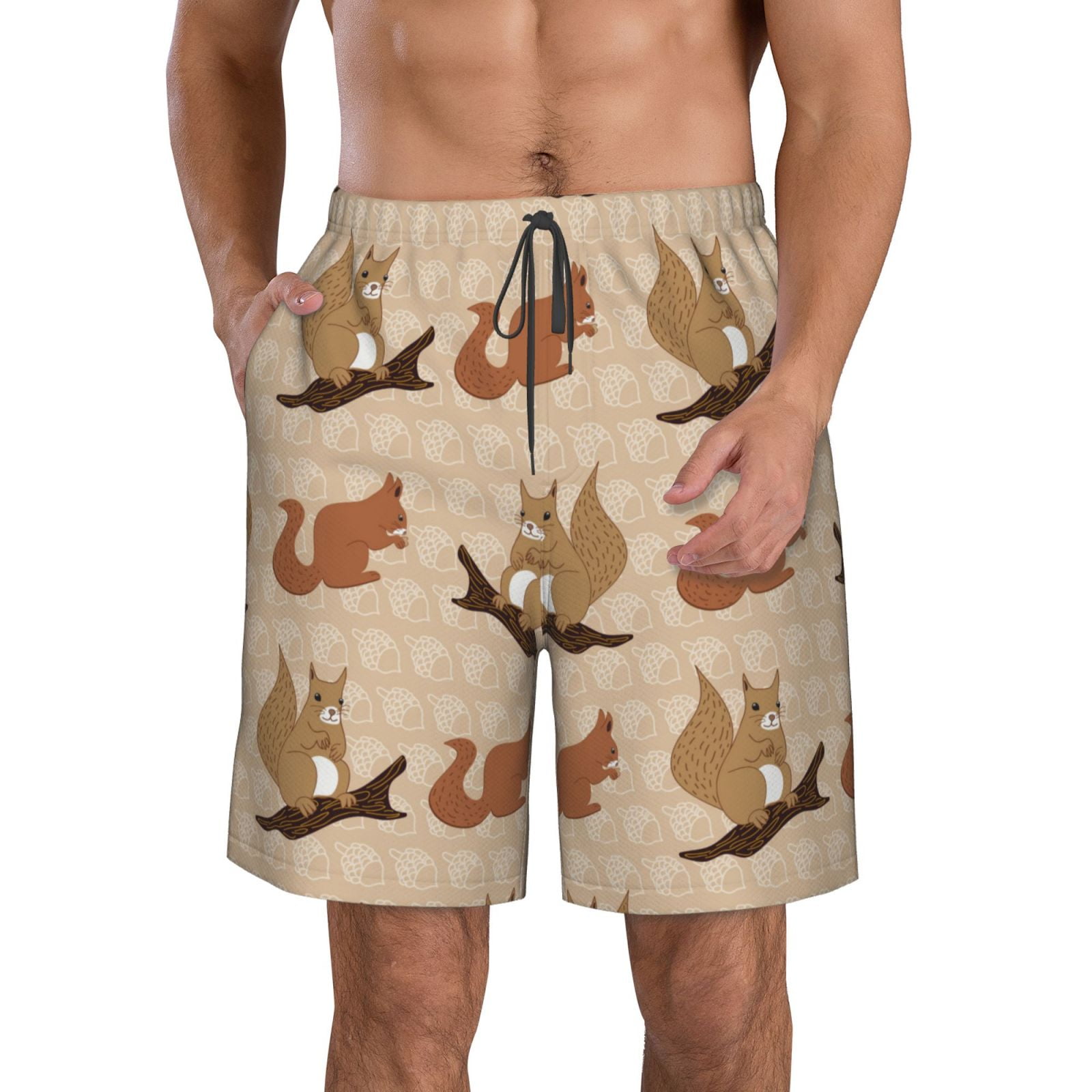 Cauagu Squirrel nut backgrounds Print Men's Swim Trunks,Hawaiian ...