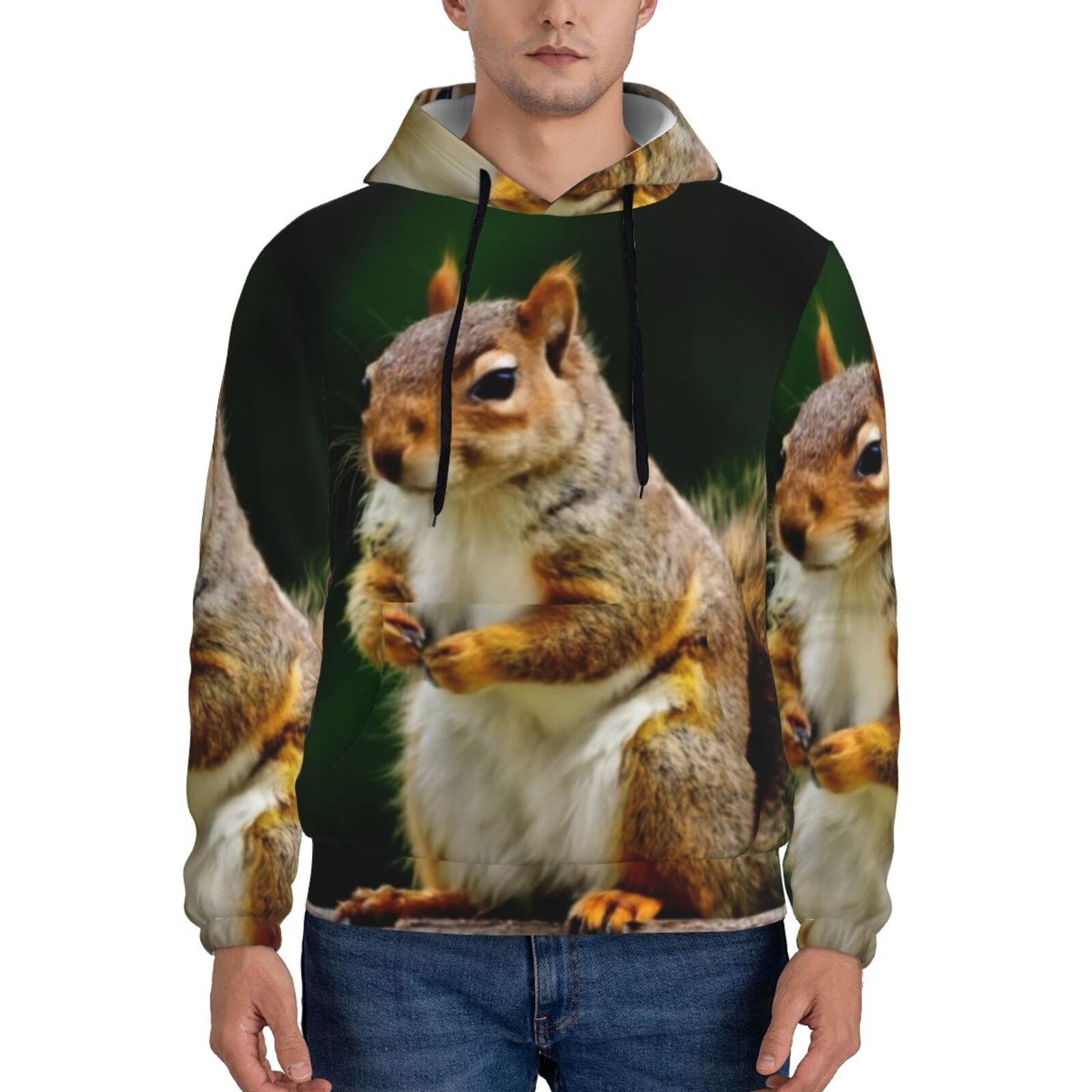 Cauagu Squirrels Eating Peanuts On The Tree for Men's Pullover Hooded ...