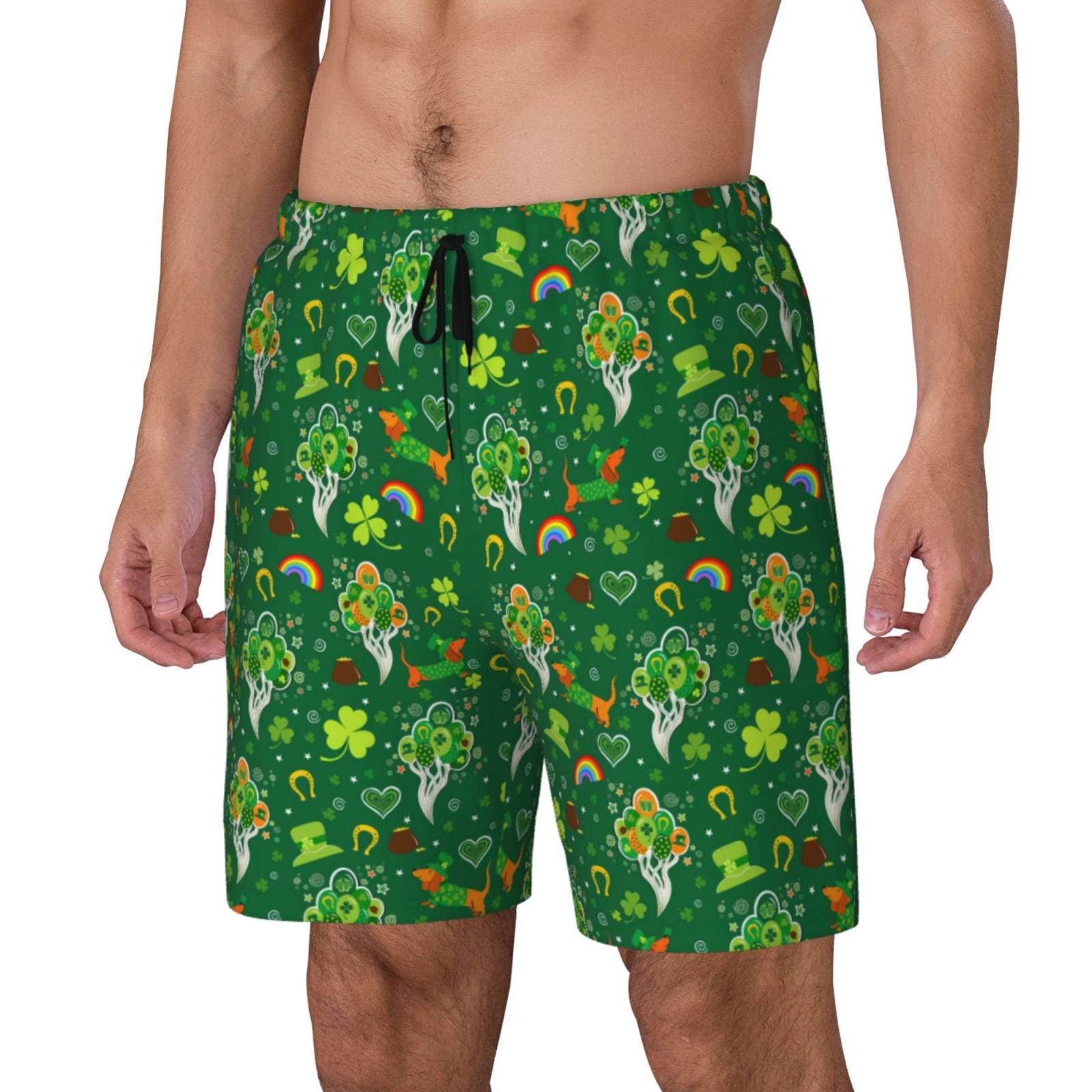 Cauagu St. Patrick's day Print Mens Swim Trunks Quick Dry Board Shorts ...