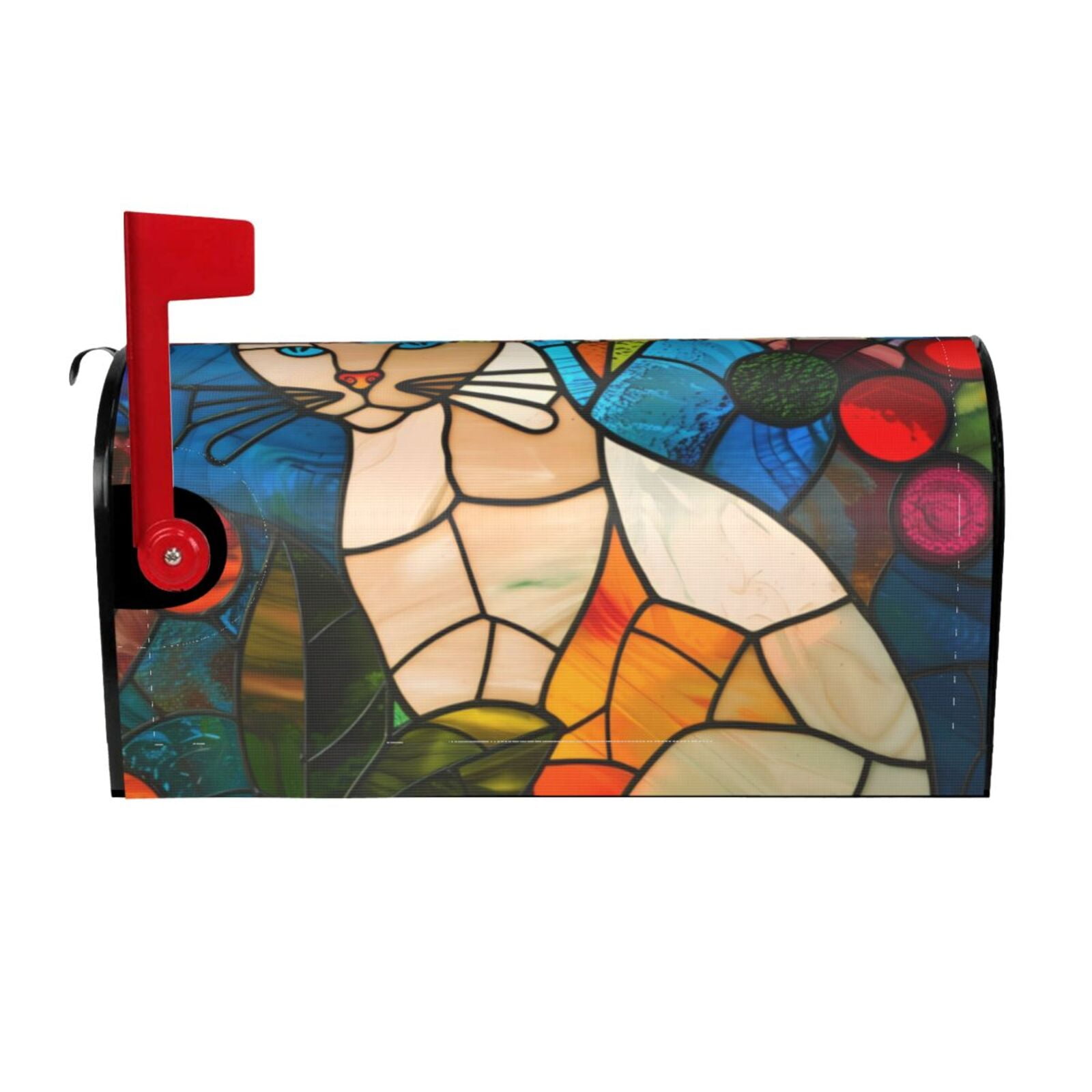 Cauagu Stained Glass Cat Art Pattern Magnetic Mailbox Covers, Mailbox ...