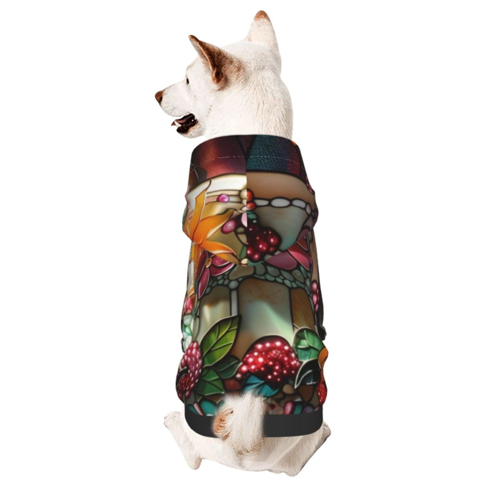 Cauagu Stained Glass Floral Cake Pattern Winter Pet Hoodie Sweatshirts ...