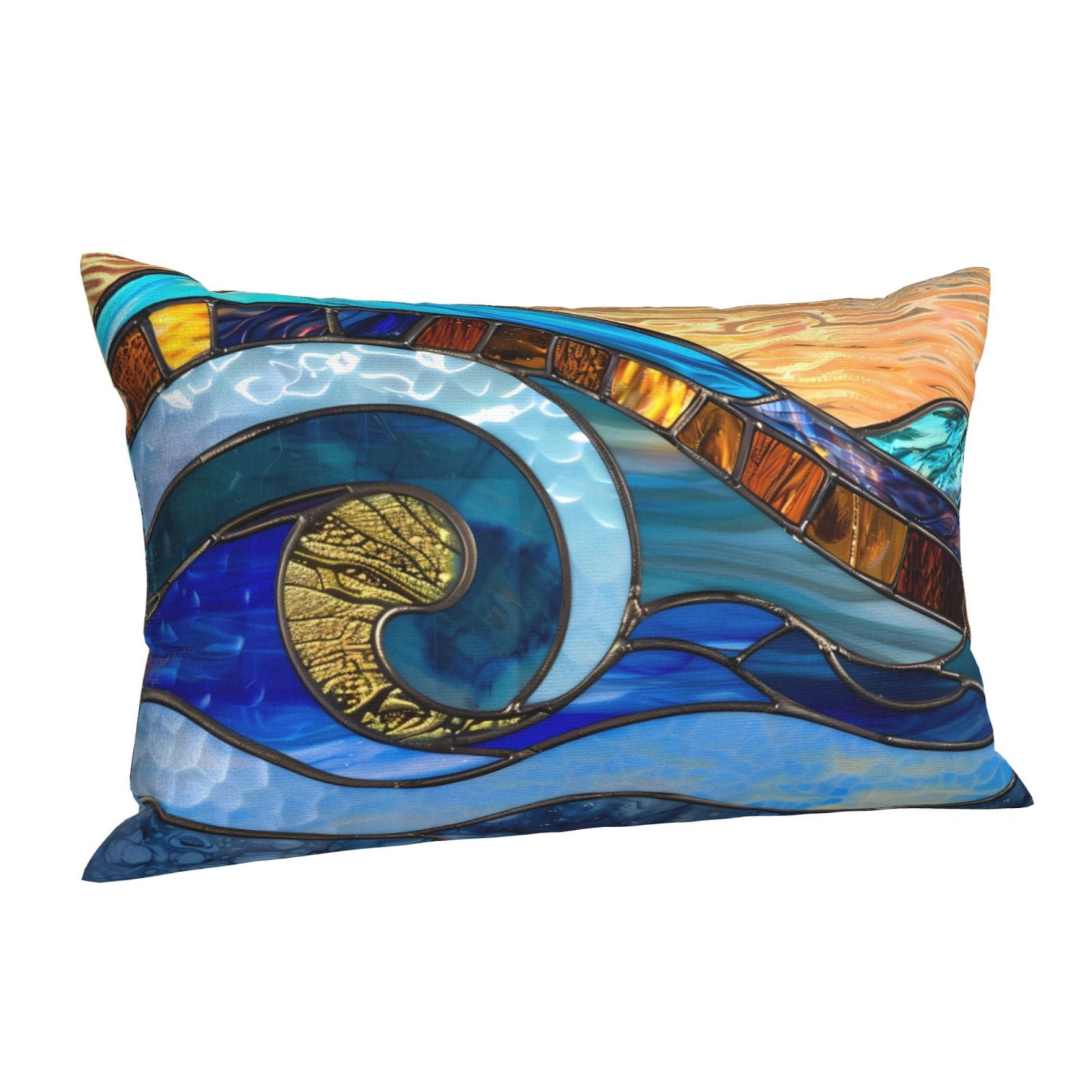 Cauagu Stained Glass Ocean Wave Print Pillow Covers with Envelope ...