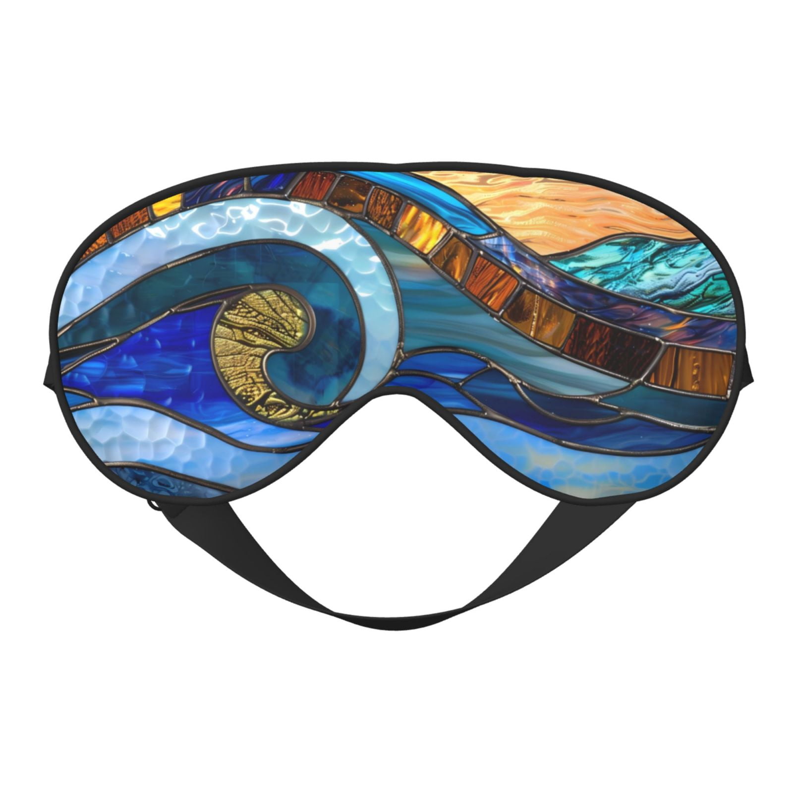 Cauagu Stained Glass Ocean Wave Print Sleep Eye Mask, Blindfold Eye ...