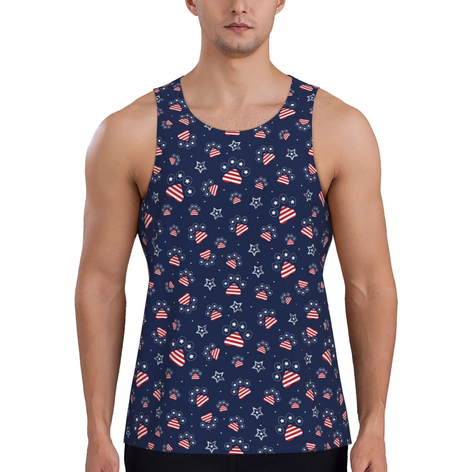 Cauagu Star Dog Paw Print Men's Sleeveless Muscle Shirts,Tank Tops ...