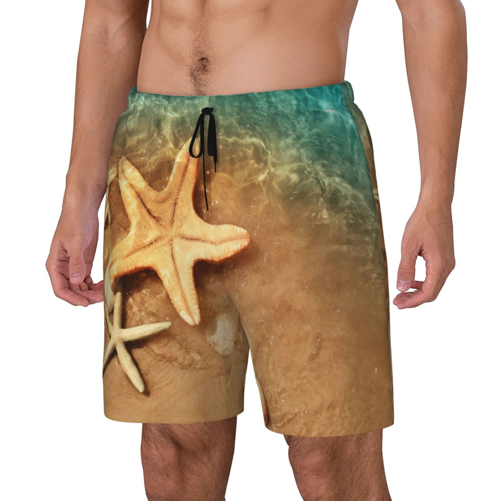 Cauagu Starfish And Seashell 1 Print Mens Swim Trunks Quick Dry Board ...
